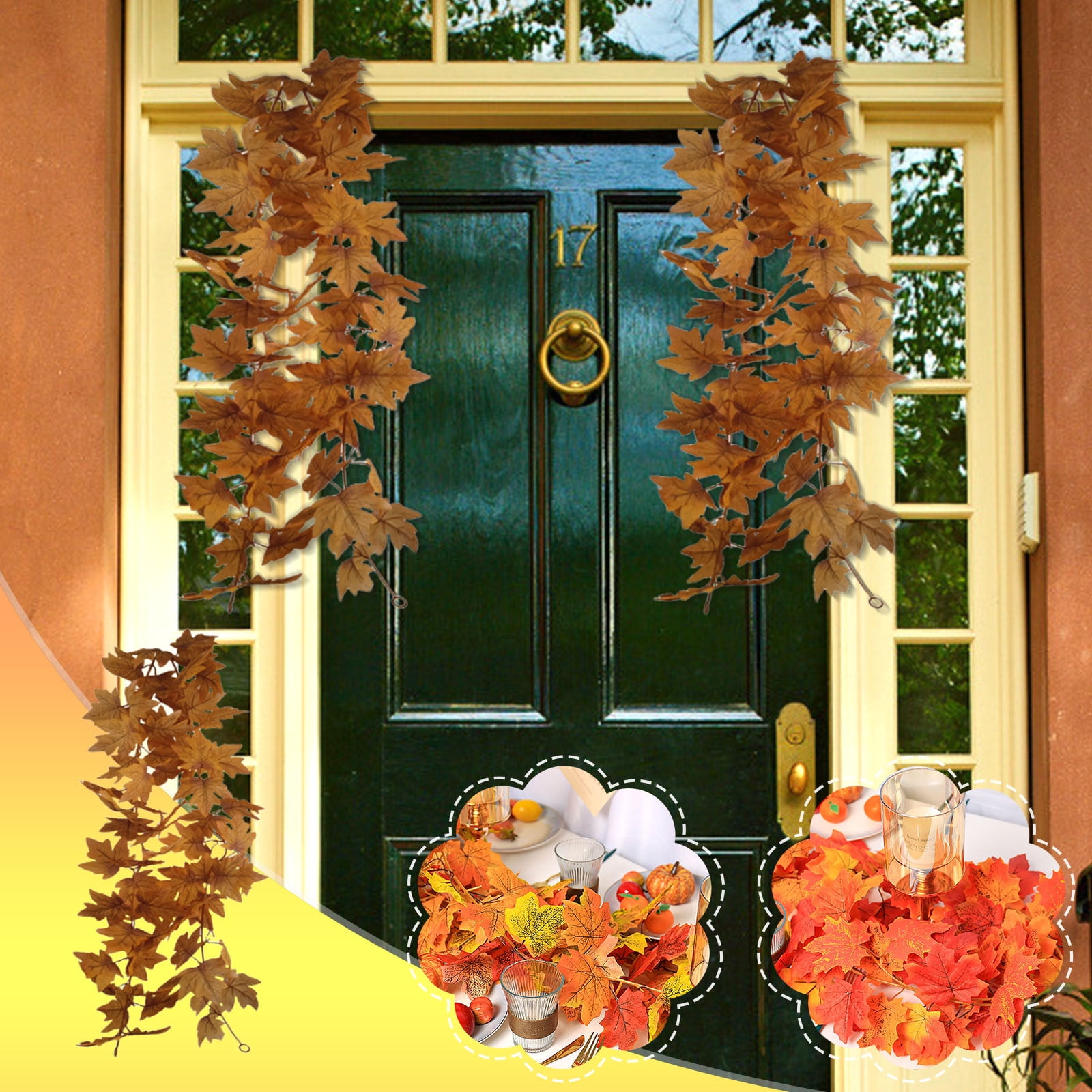 InsCrazy Garland, 5.74 FT Simulation Maple Vines Vines Wall Hanging ...