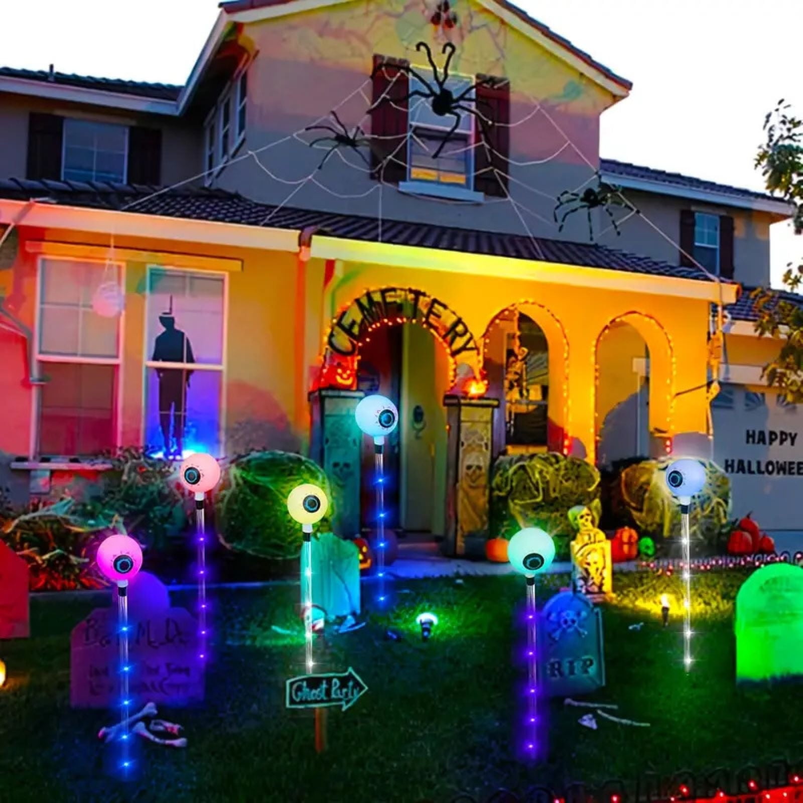 InsCrazy Halloween Lights, Halloween Solar Powered LED Eyeball Ground ...
