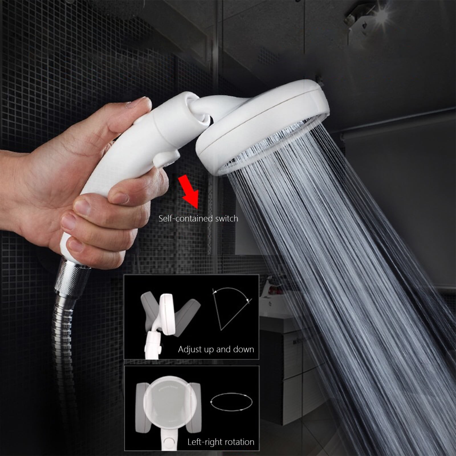 InsCrazy High Pressure Shower Head with Handheld, 360 Degree Rotating ...