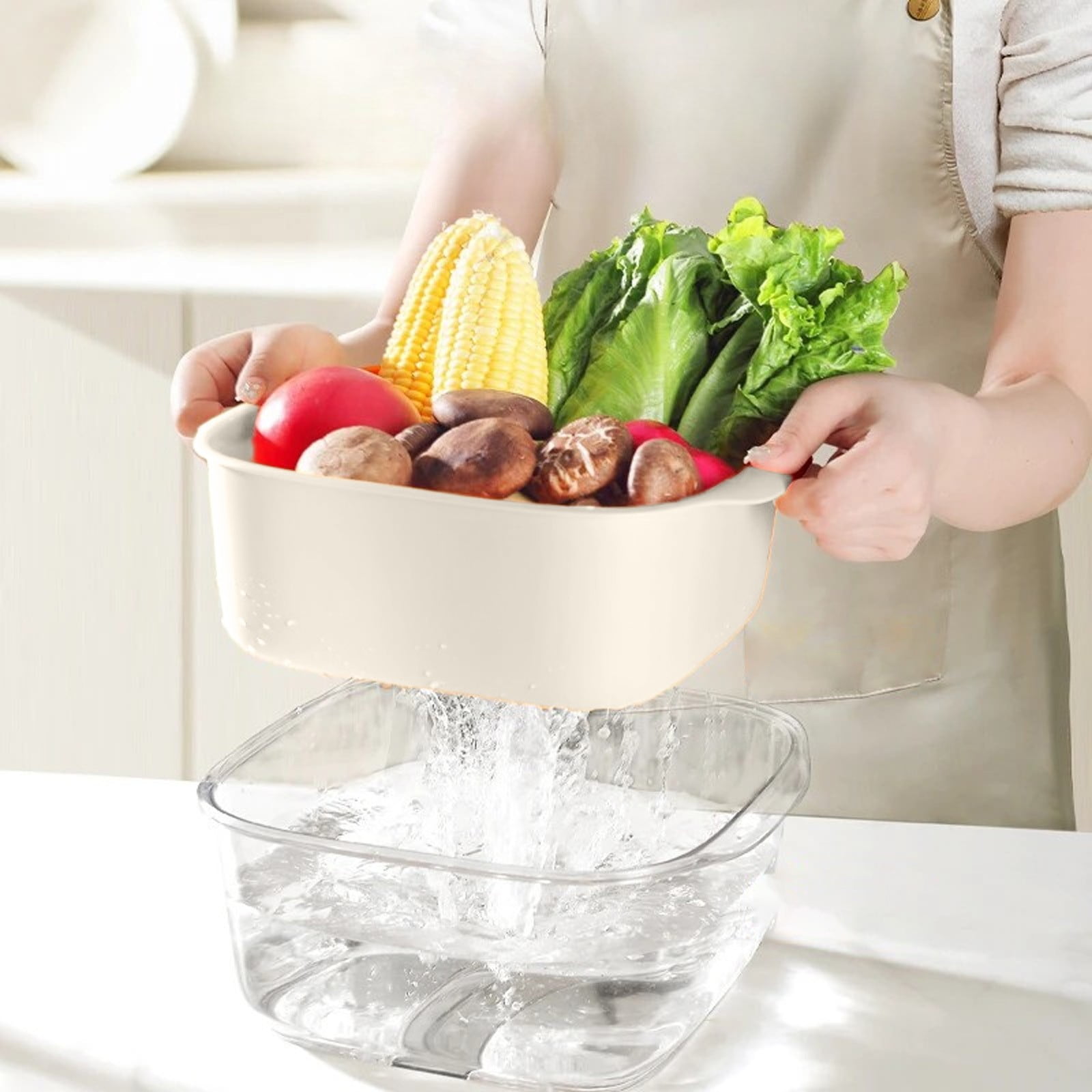 InsCrazy Multi Functional Basket New Fruit Cleaning Bowl with Strainer ...