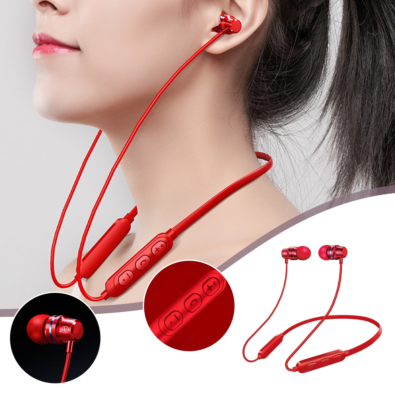 InsCrazy Neckband Bluetooth Headphones Headset Intelligent Noise Reduction Surround Stereo Sound ...