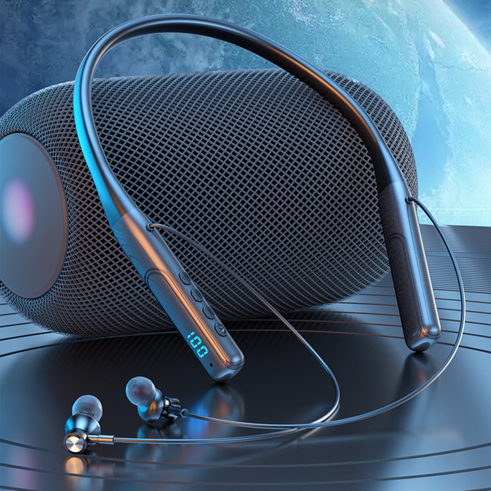 InsCrazy Neckband Bluetooth Headphones Neck-mounted Metal Headset with ...