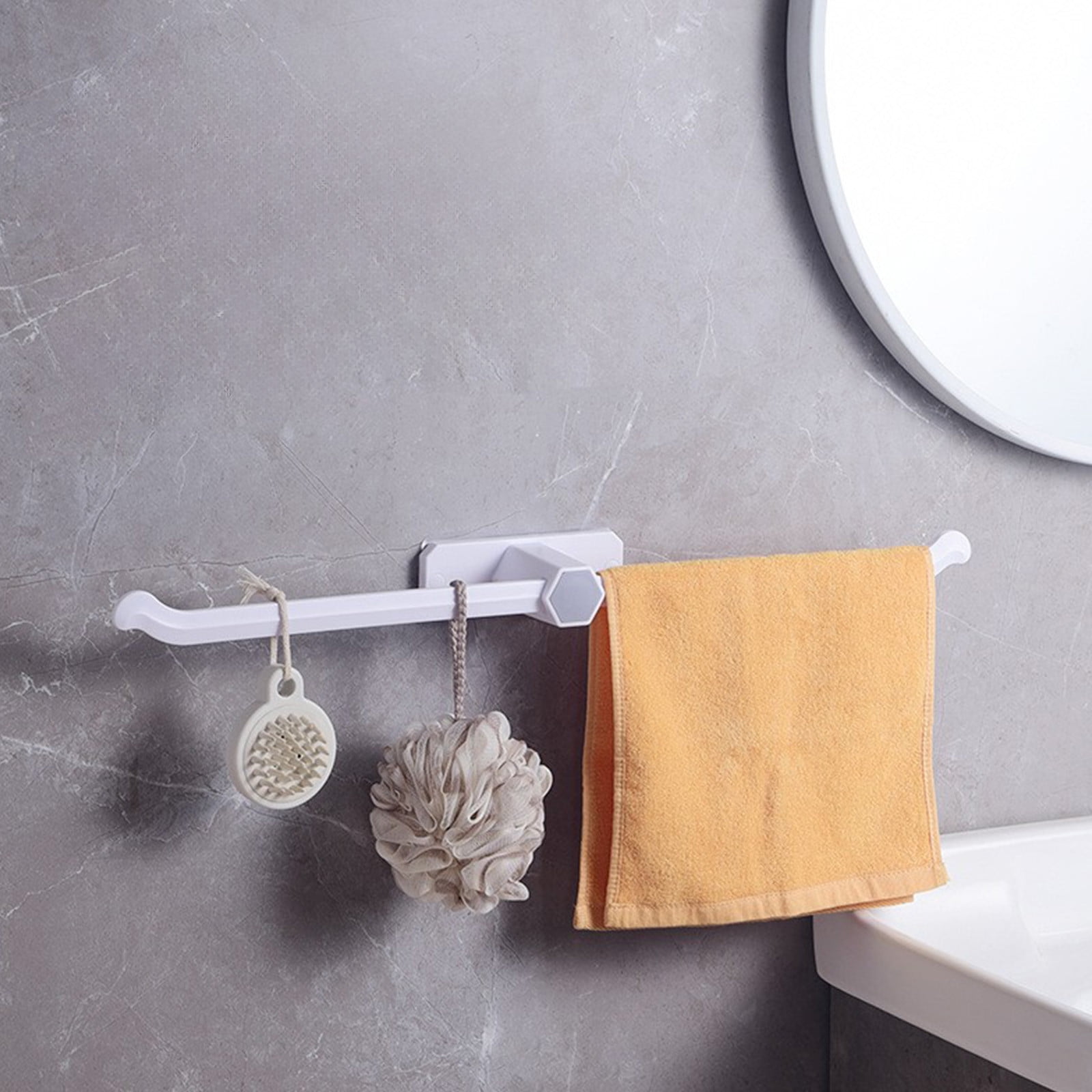 InsCrazy Organizer Racks, Bathroom Wall Shelf Toilet Bath Towel Towel Rack No-Punch Towel Bar ...