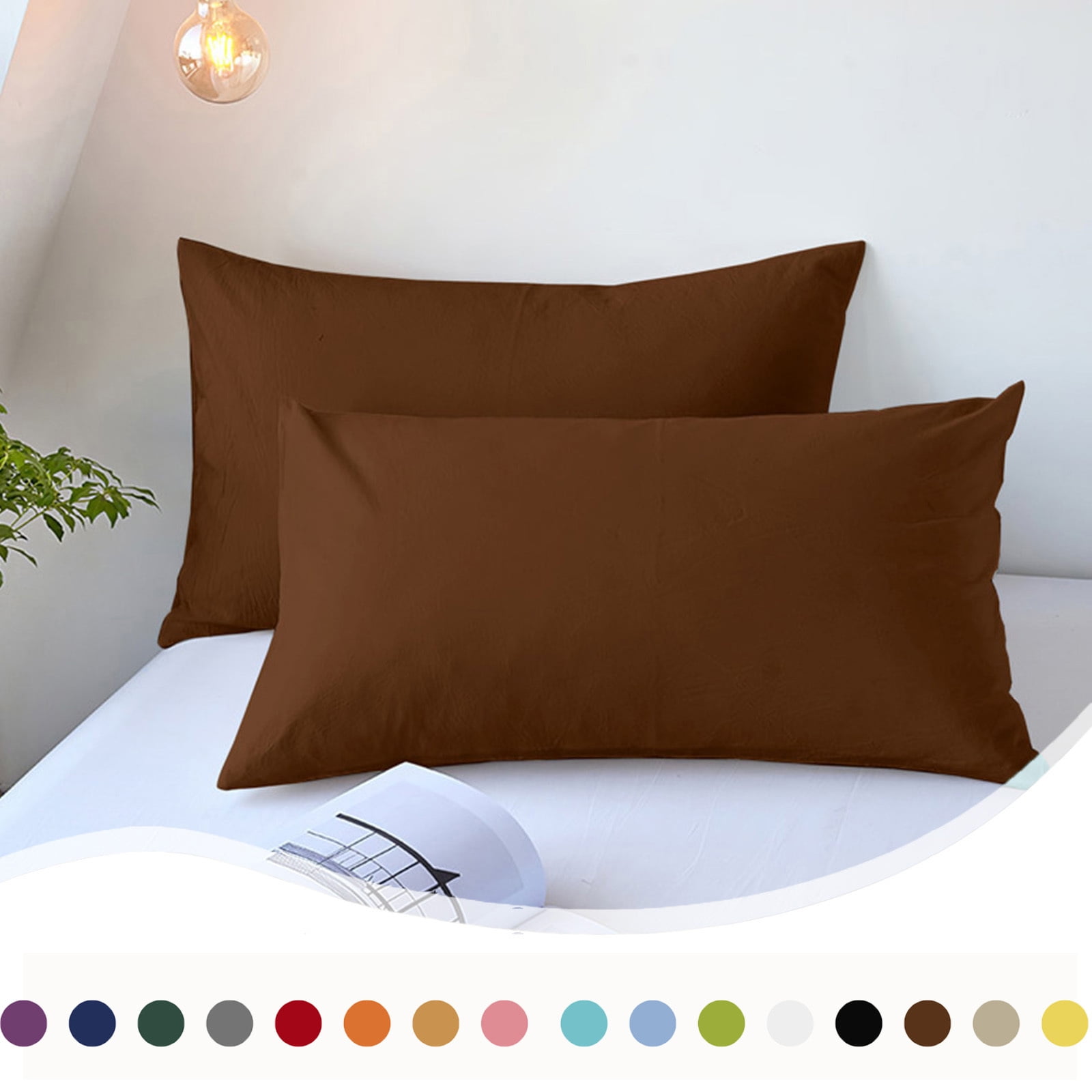 InsCrazy Pillow Cases, Standard/Queen Size Soft Solid Pillowcases Set ...