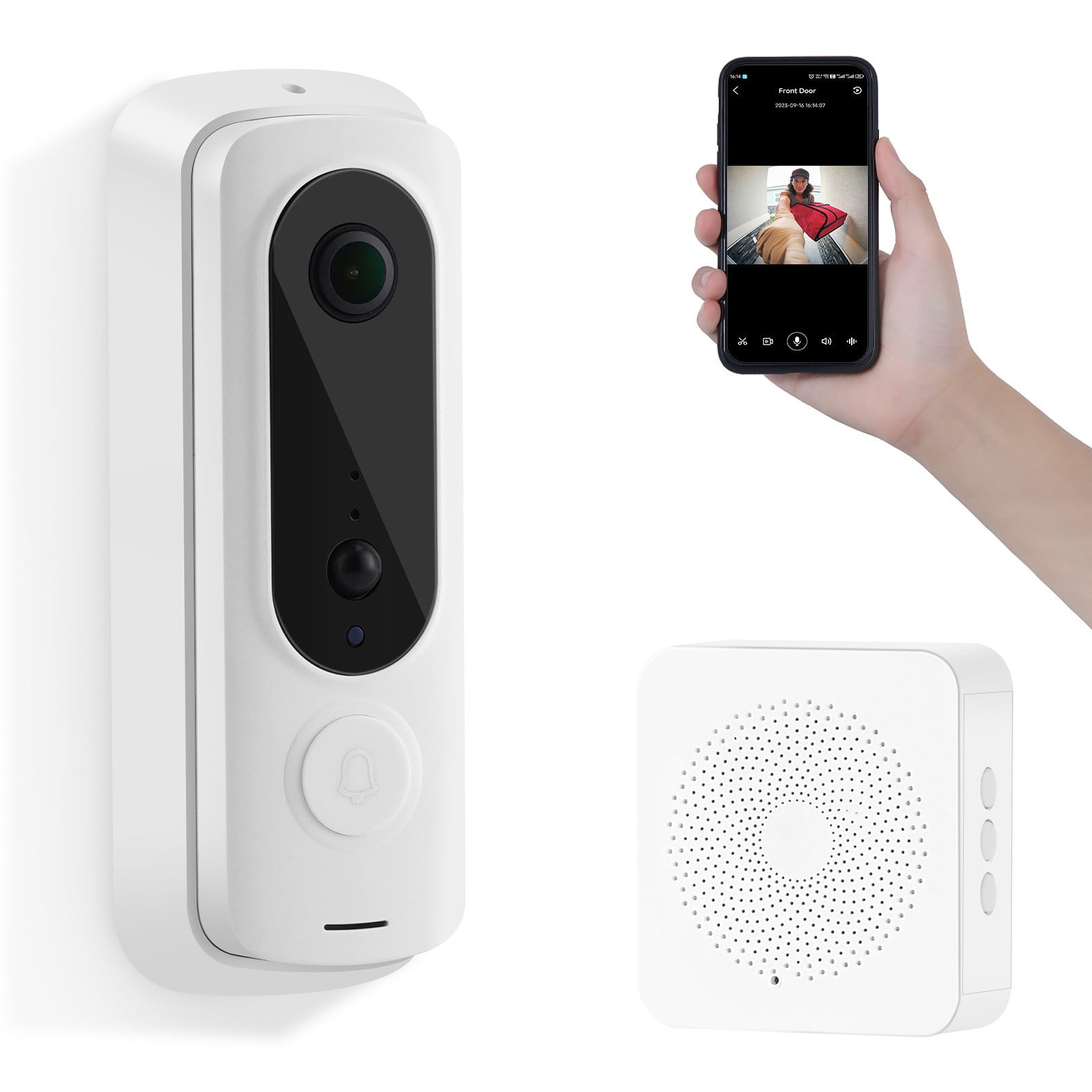 InsCrazy Security Doorbell Camera for Home, Intelligent Visual Doorbell Home Monitoring Video ...