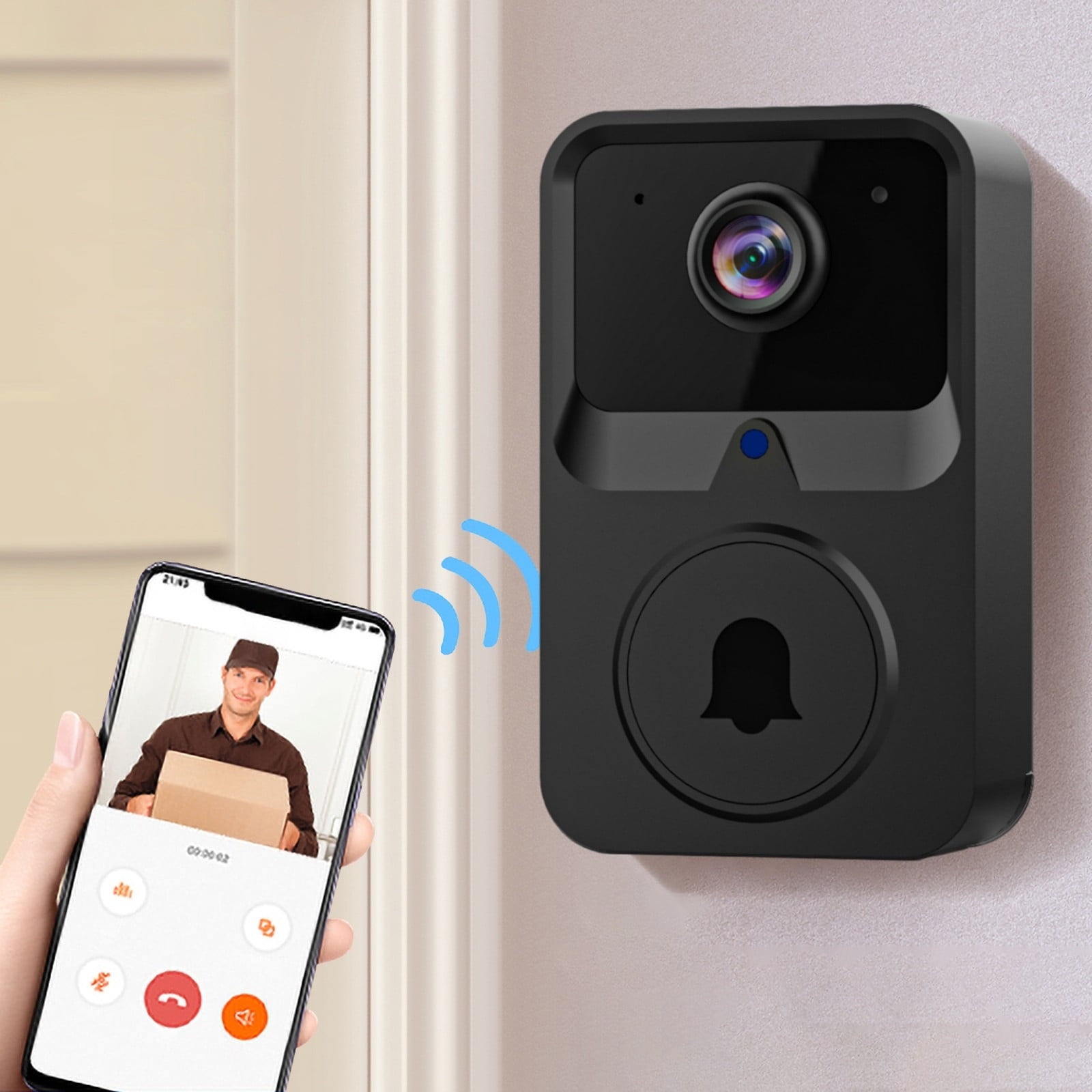 InsCrazy Smart Wireless Doorbell Camera, Night Vision, 2-Way Audio, 2.4G WiFi, Easy Installation ...