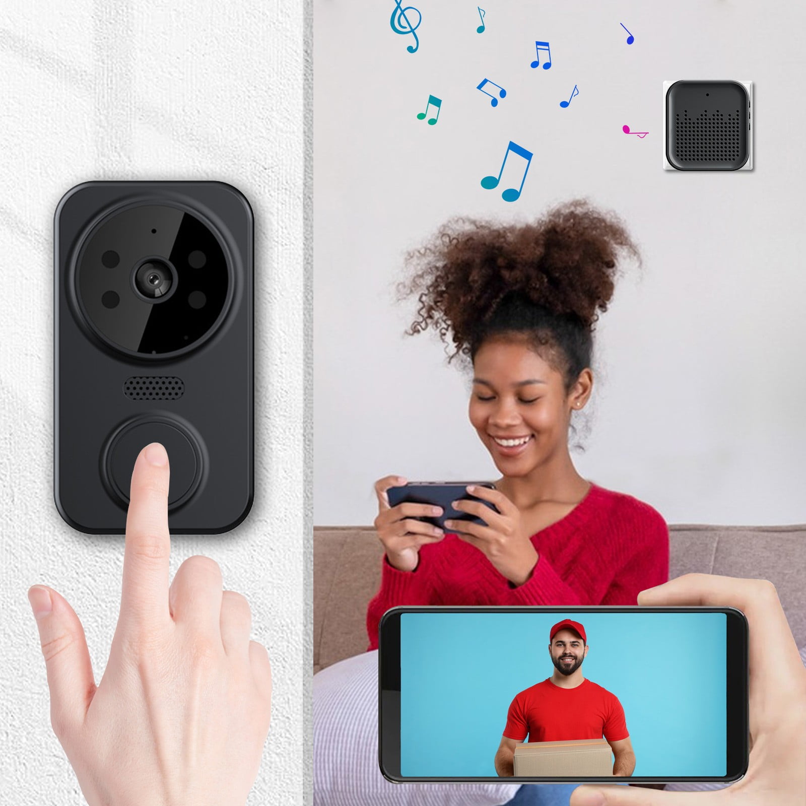 InsCrazy Security Doorbell Camera for Home, Smart Wireless Remote Video ...