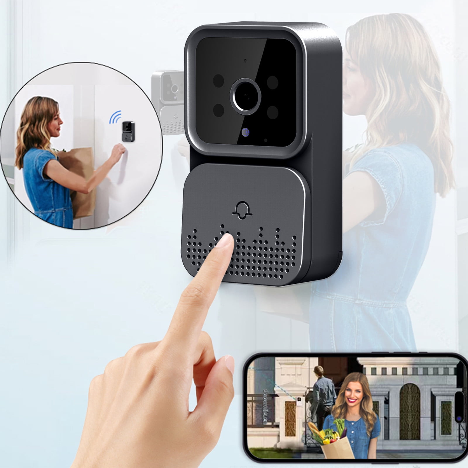 InsCrazy Security Doorbell Camera for Home, Smart Wireless Remote Video ...