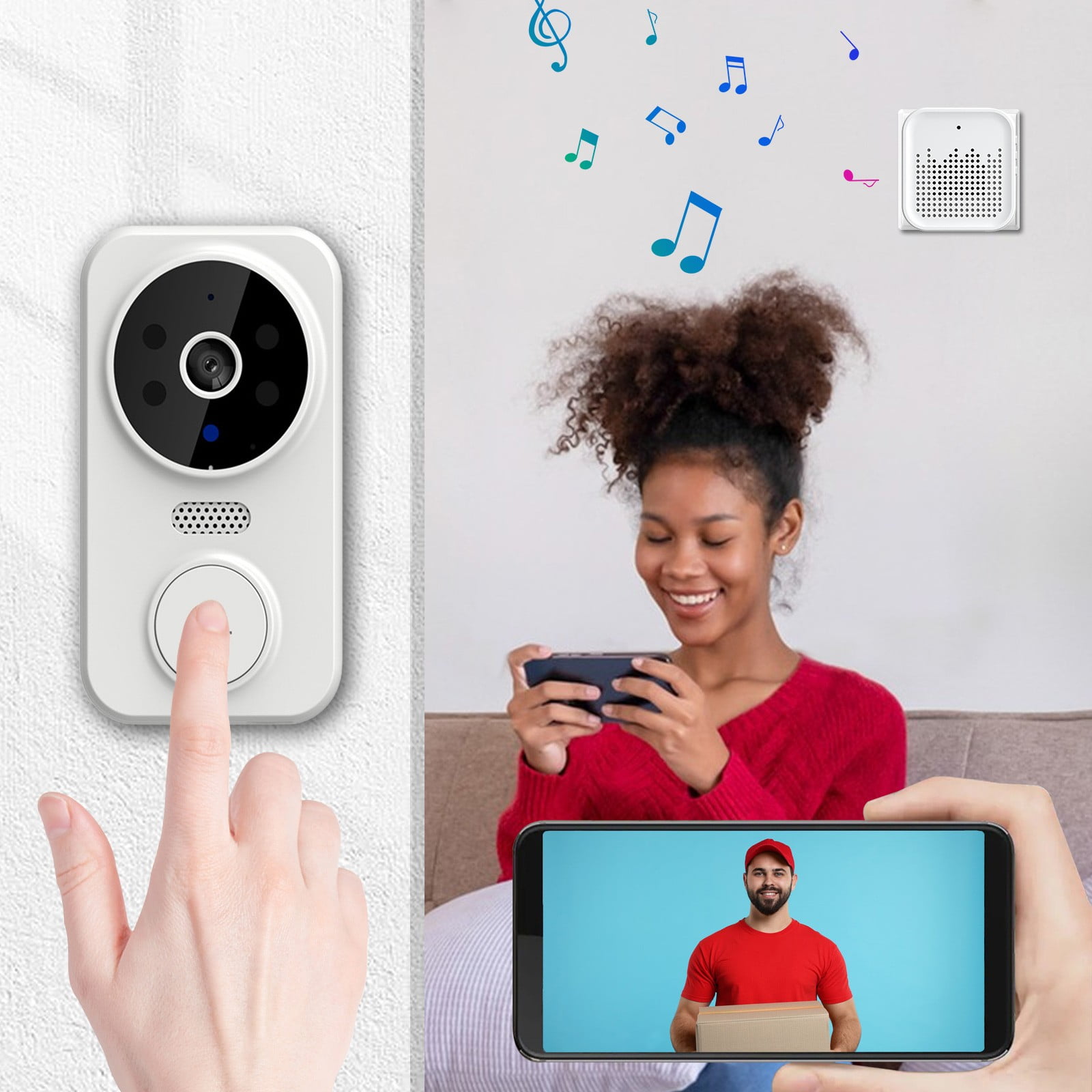 InsCrazy Security Doorbell Camera for Home, Smart Wireless Remote Video ...