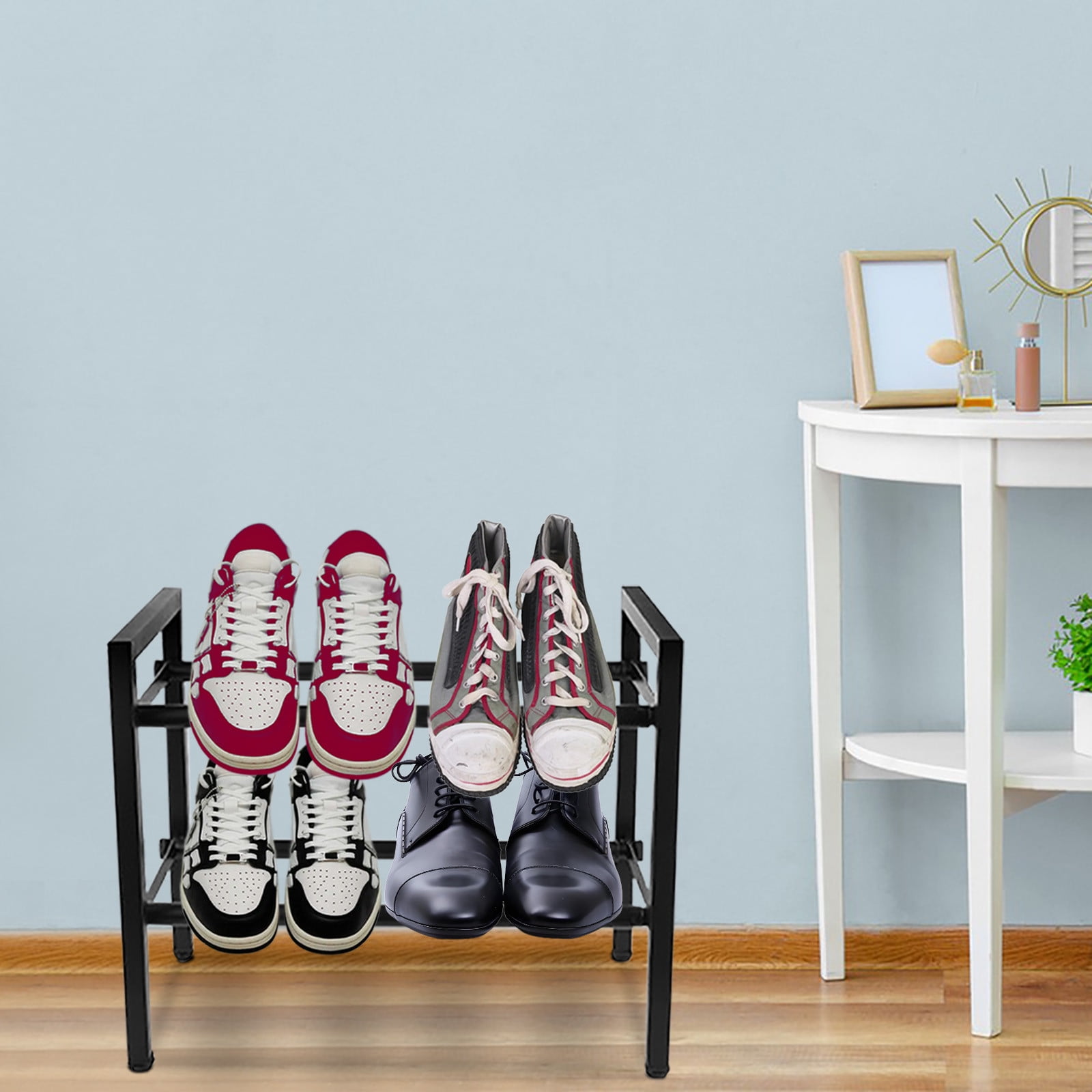 InsCrazy Shoe Racks, Scalable and Elongated Double-layer Shoe Rack Iron ...