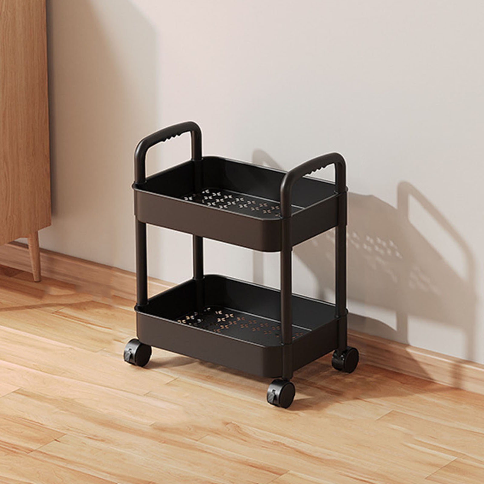 InsCrazy Storage Shelf Box Organizer 2-Tier Rolling Storage Cart with ...