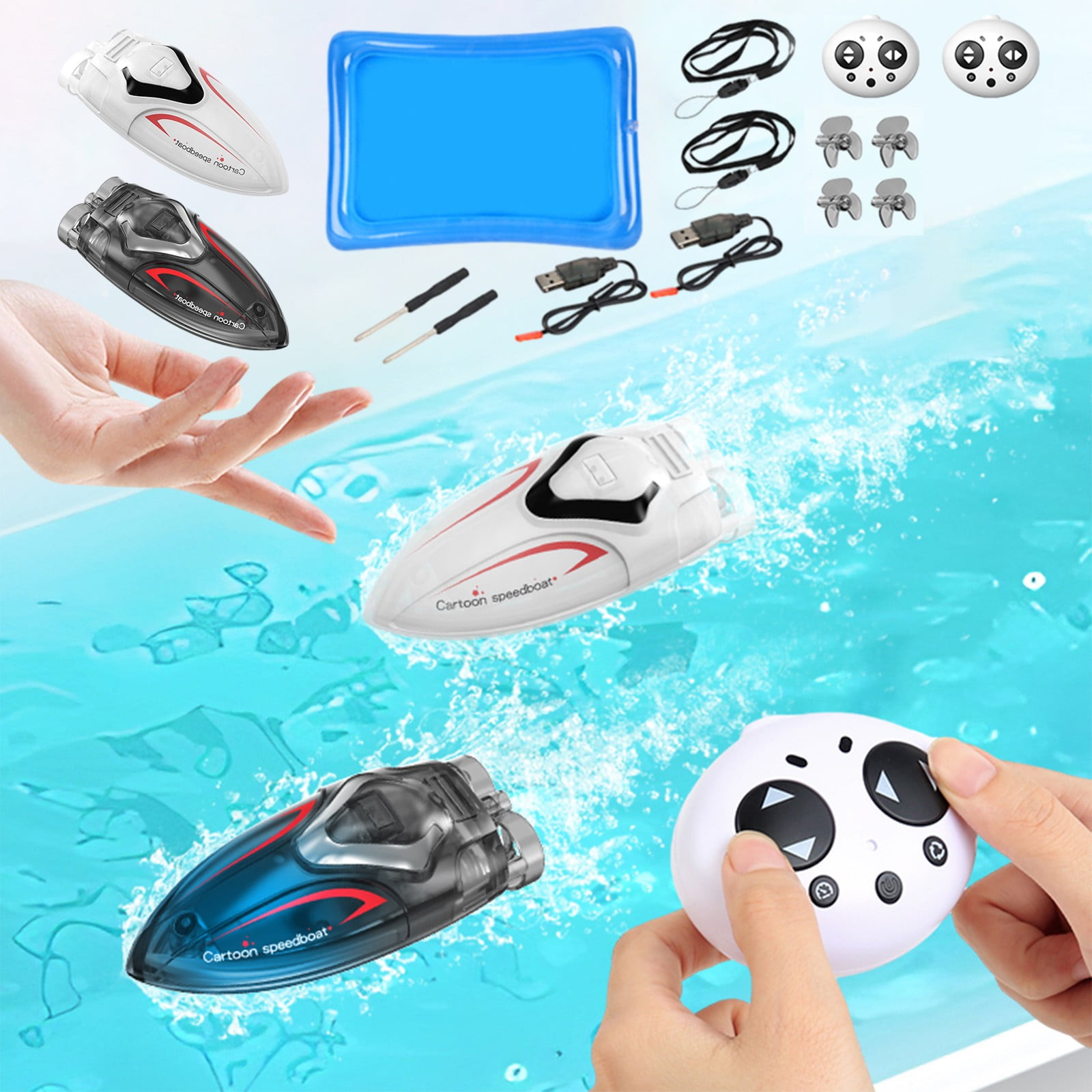 InsCrazy Toys for Kids 2x Mini RC Boats for Kids Remote Control Boats ...