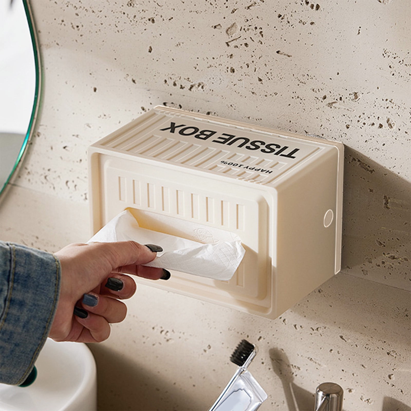 InsCrazy Wall Mounted Tissue Box, Tissue Box Automatic Lifting Paper ...