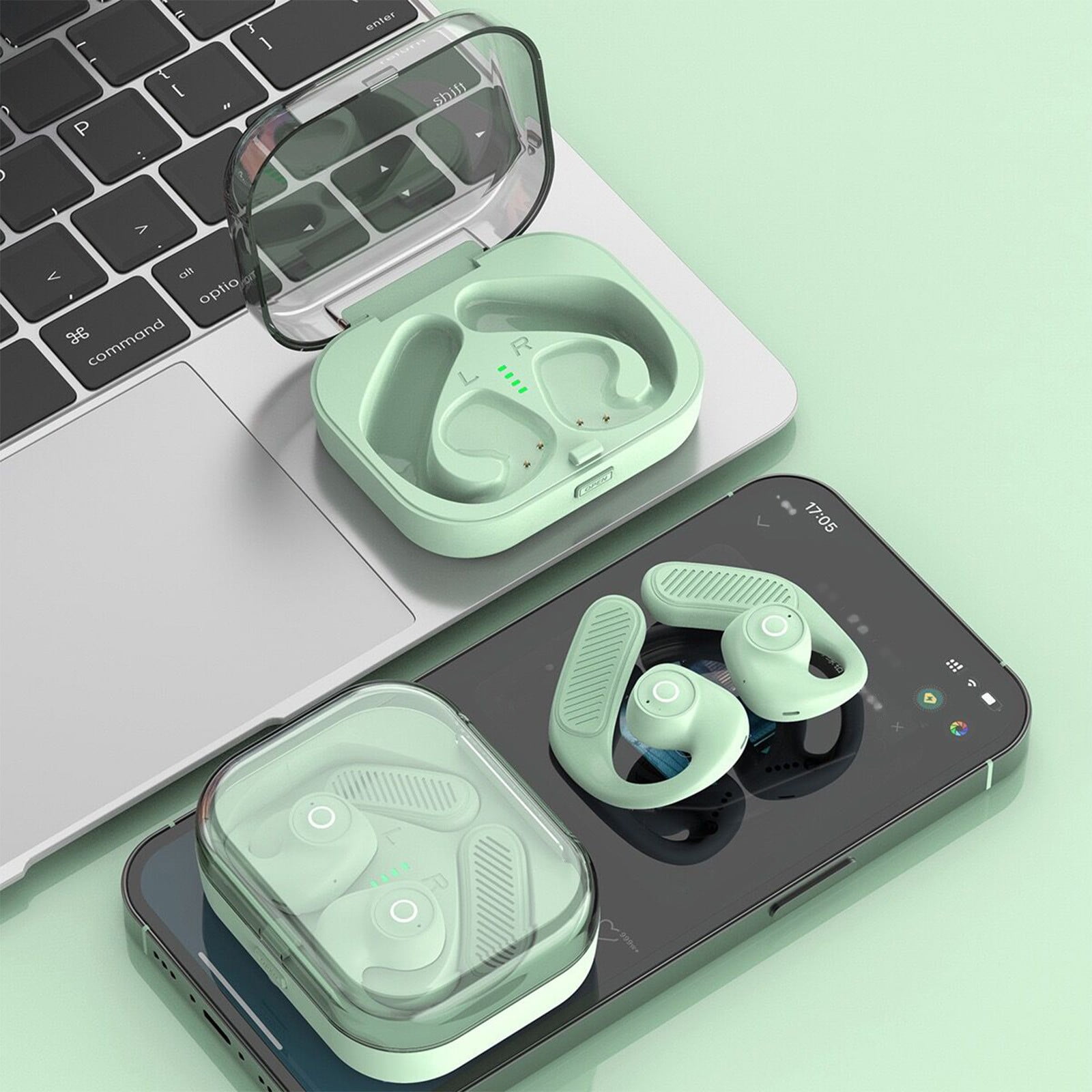 InsCrazy Wireless Bluetooth Earbuds Clip-on Bluetooth Headphones 5.3 ...
