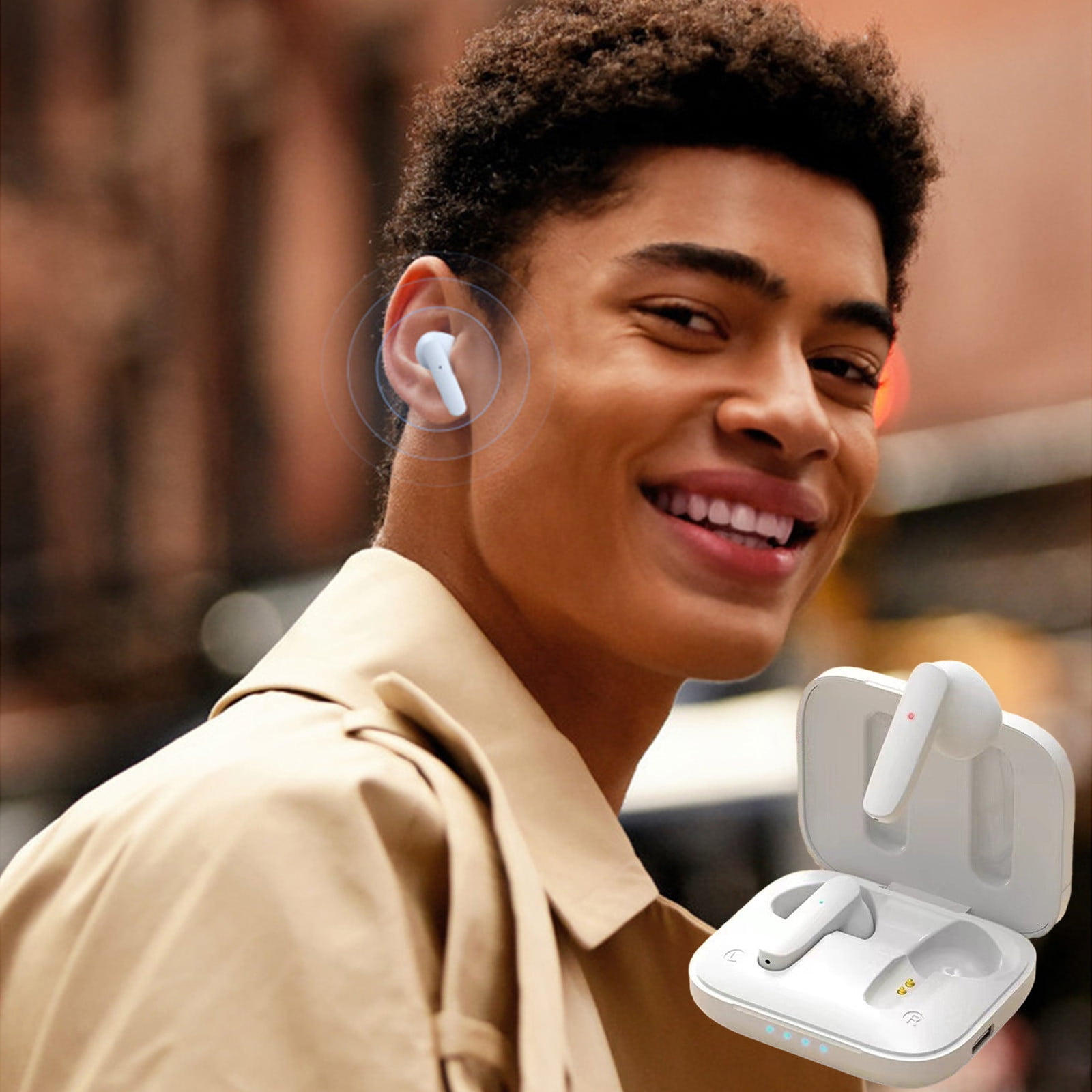 InsCrazy Wireless Bluetooth Headphones 5.1 IPX4 Earbuds with Wireless Charging Case with Headset ...