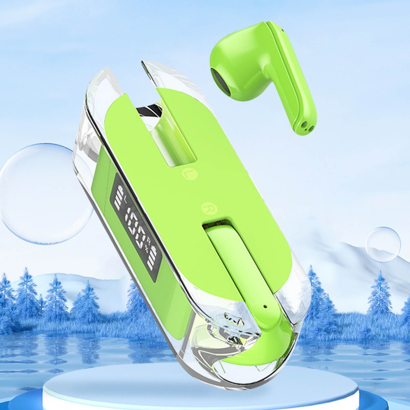 InsCrazy in-Ear Bluetooth Wireless Earbuds Transparent Digital Display ...
