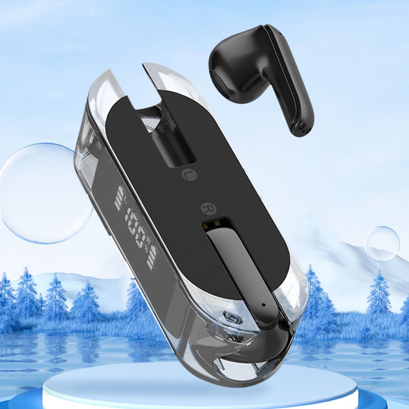 InsCrazy in-Ear Bluetooth Wireless Earbuds Transparent Digital Display ...