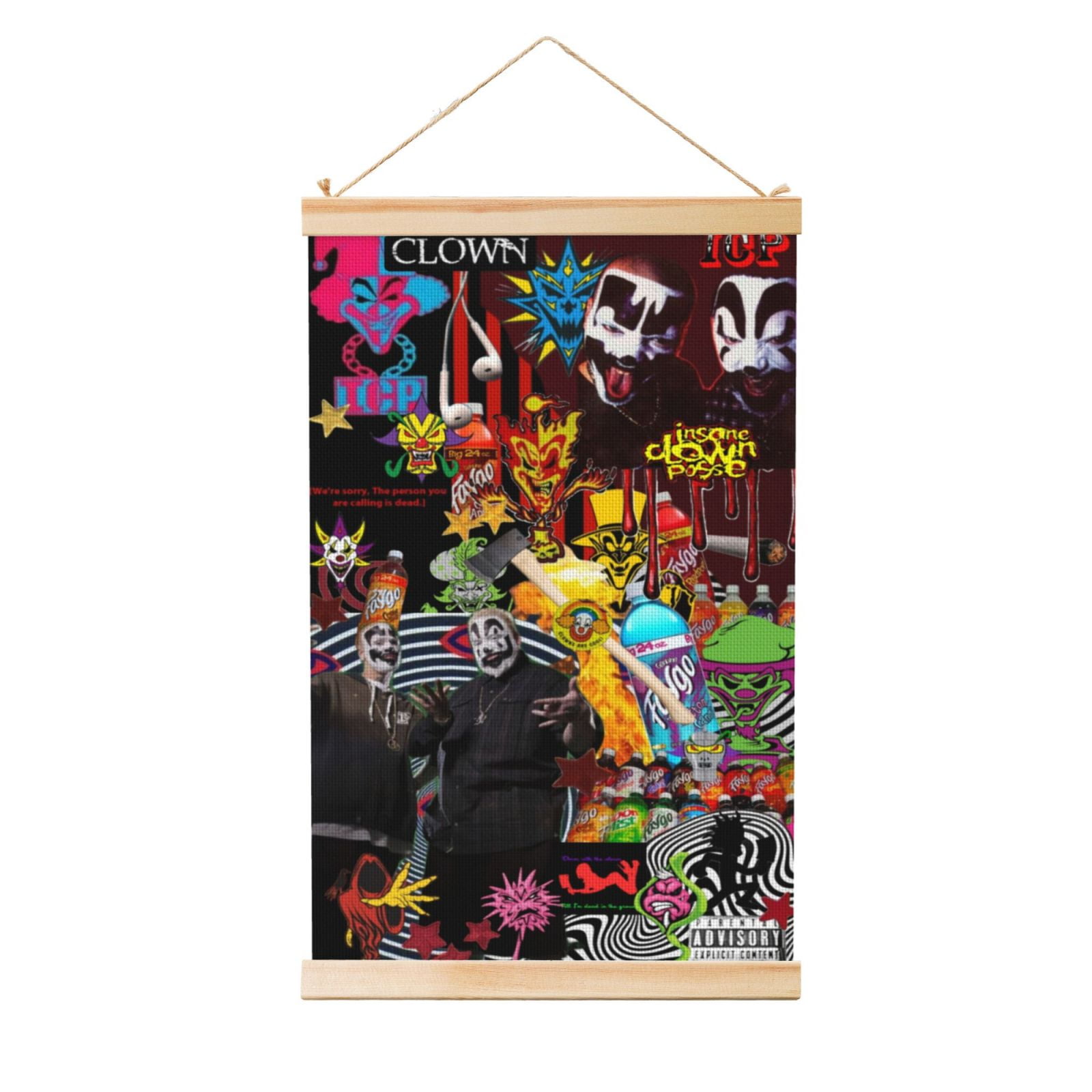 Insane Clown Poss Poster Aesthetic Canvas Wooden Shaft Wall Art Hanging Hanger Frame Poster for ...