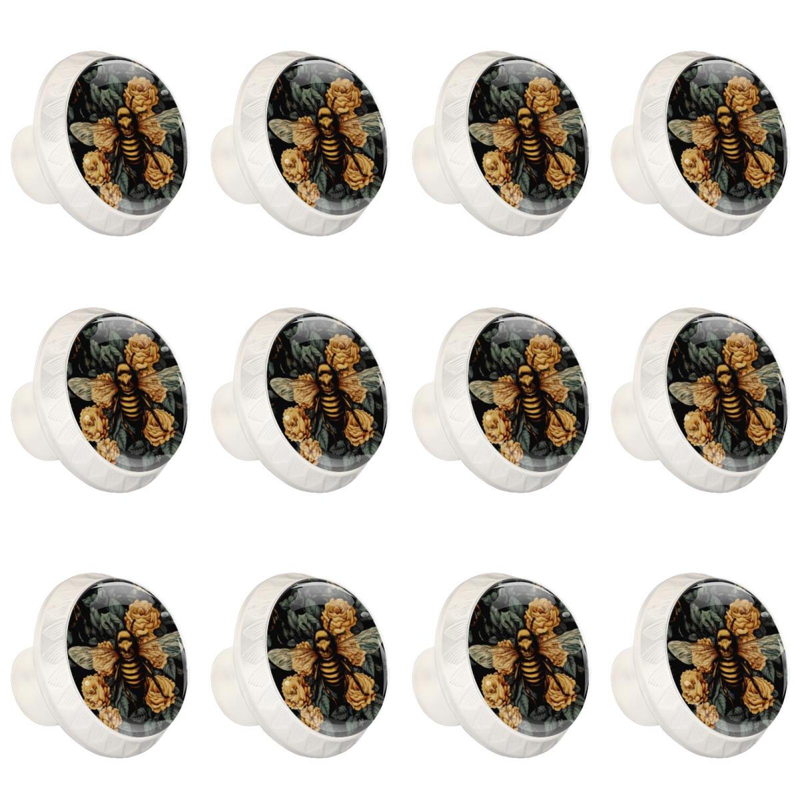 Insect Bees 12 Pcs White Round Drawer Pulls with Screws,ABS and Glass ...