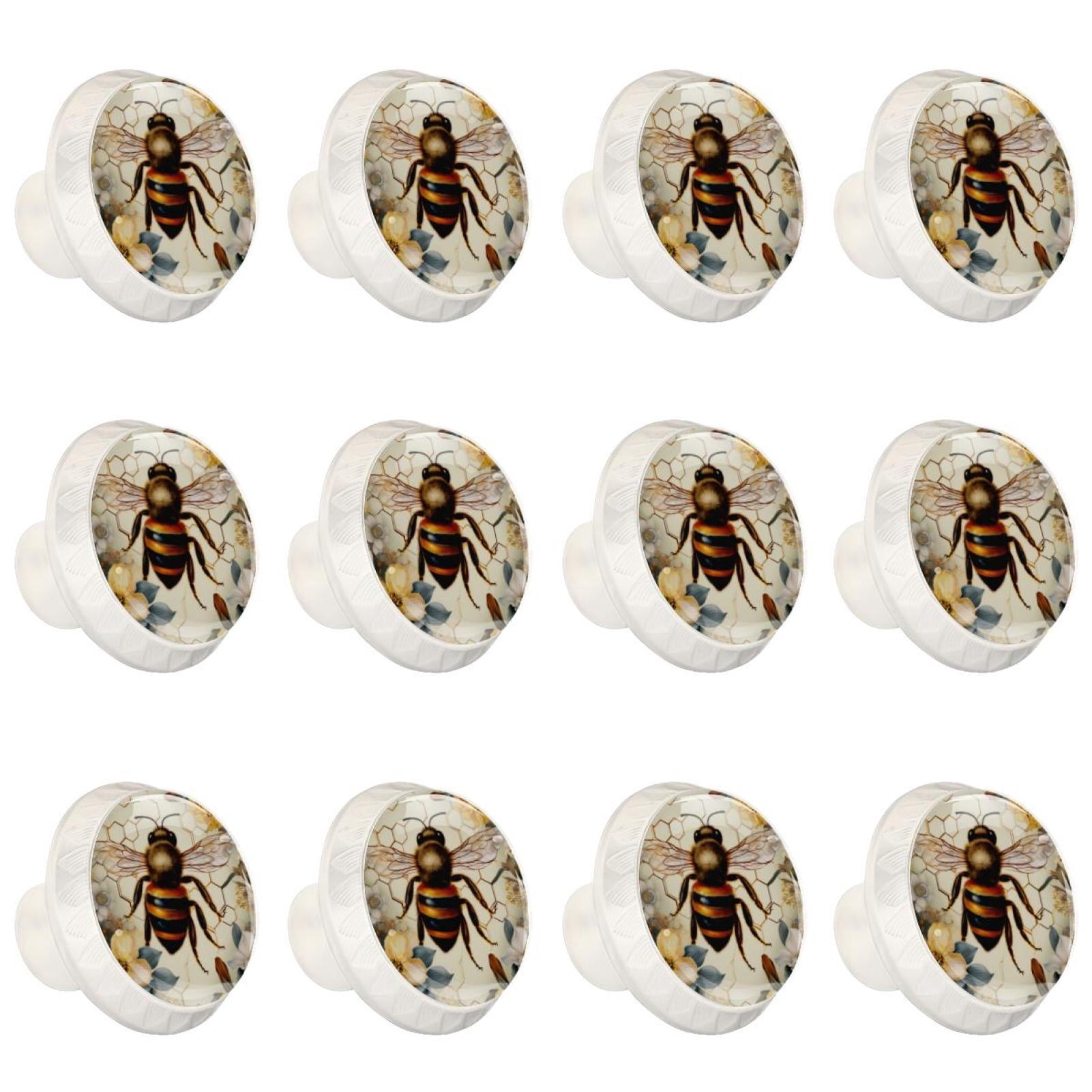 Insect Bees 12 Pcs White Round Drawer Pulls with Screws,ABS and Glass ...