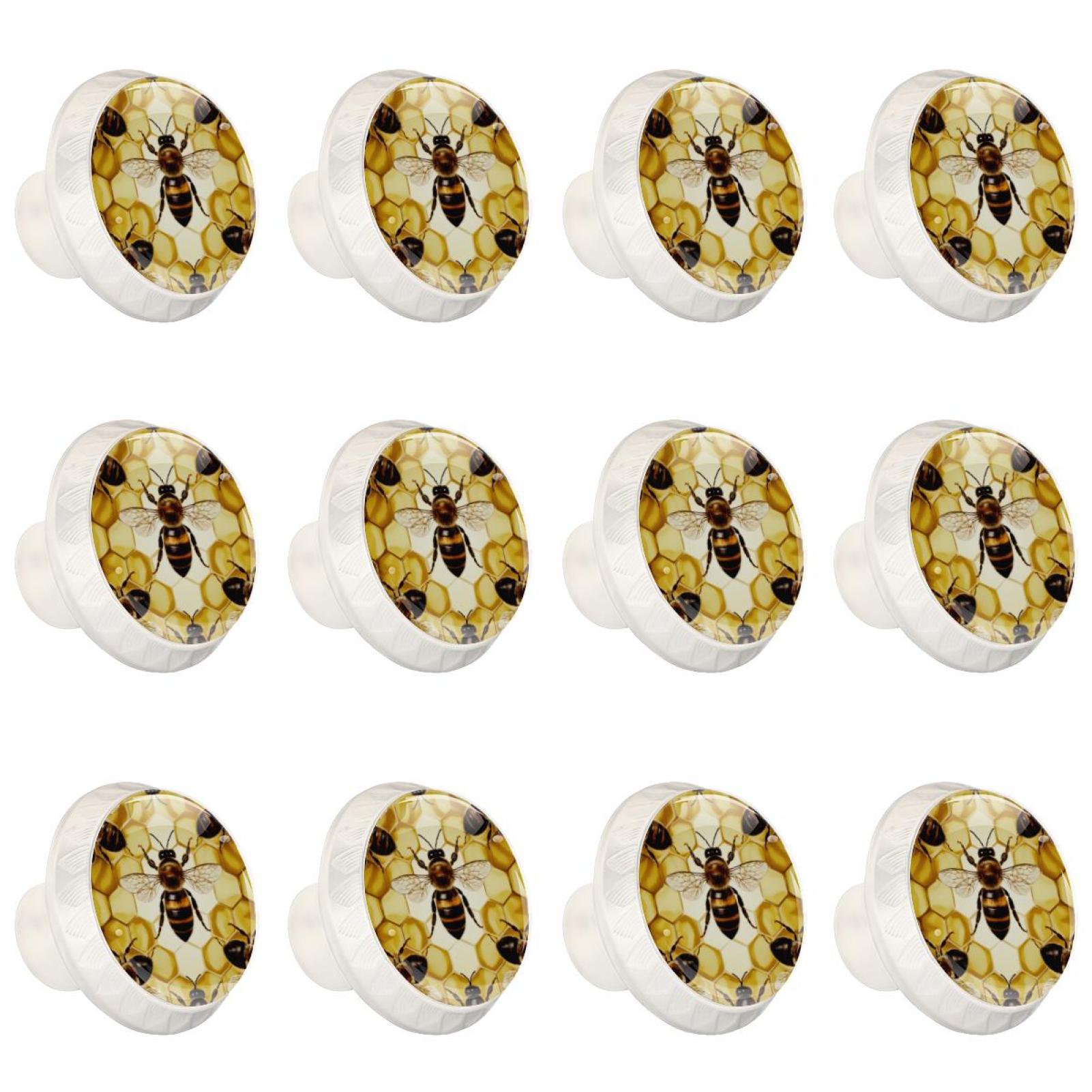 Insect Bees 12 Pcs White Round Drawer Pulls with Screws,ABS and Glass ...