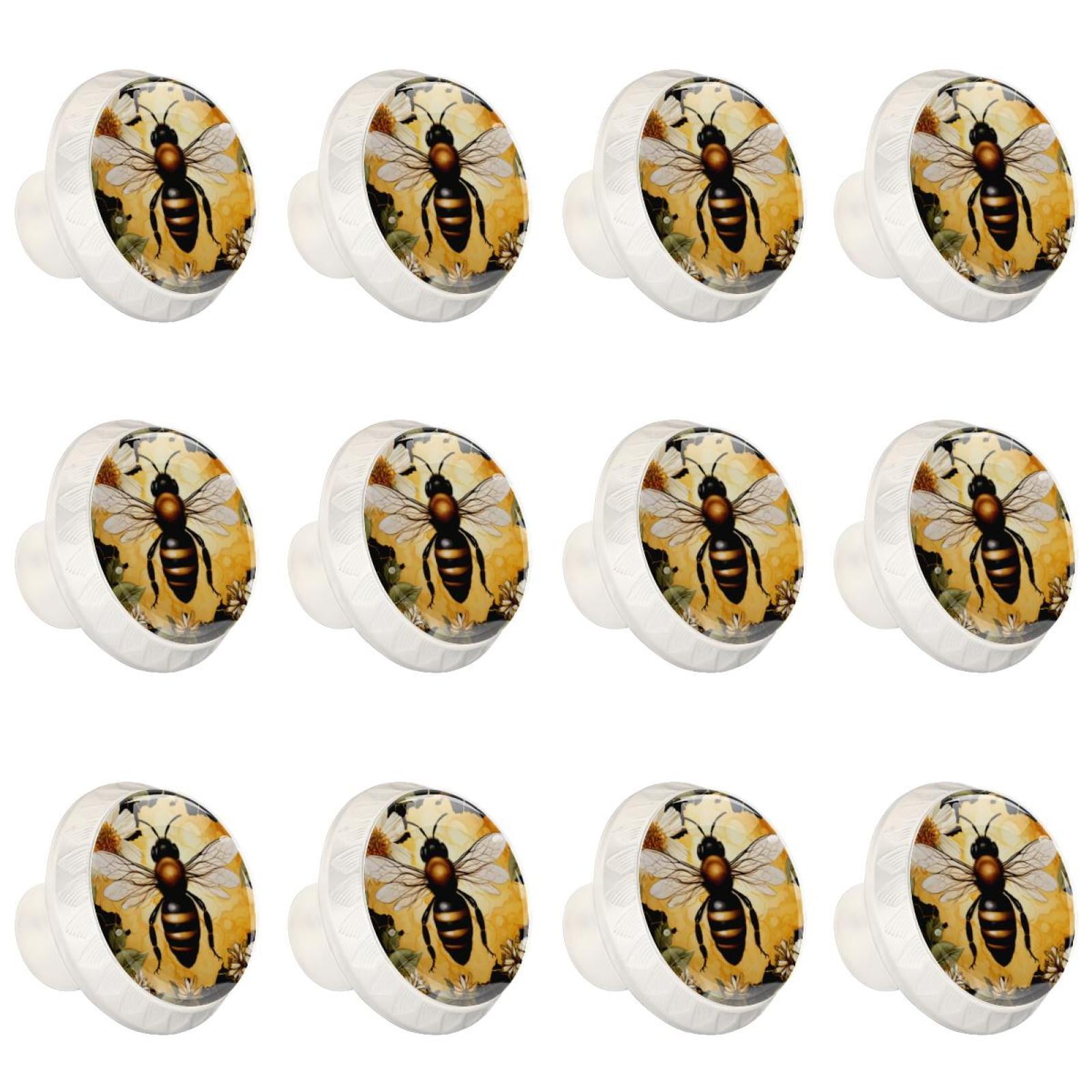 Insect Bees 12 Pcs White Round Drawer Pulls with Screws,ABS and Glass ...