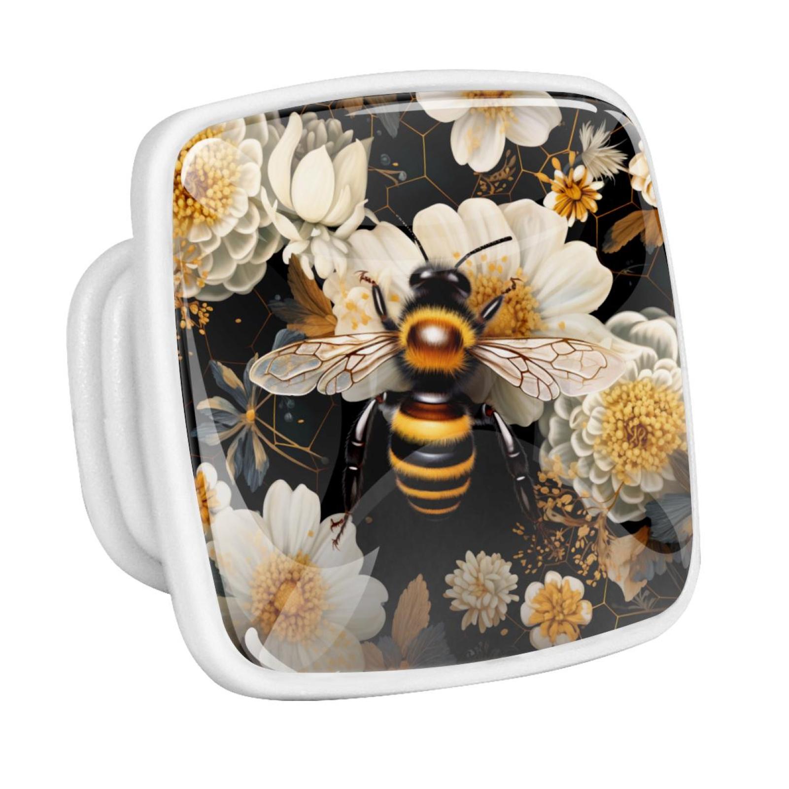 Insect Bees Fluorescent Drawer Pulls with Screws Square 4-Pack Glow ...