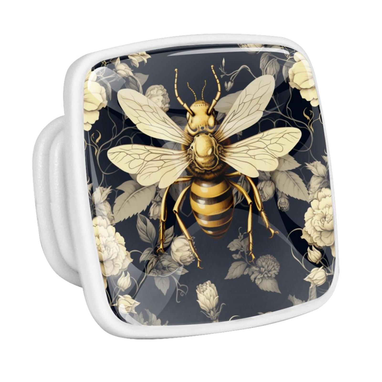 Insect Bees Fluorescent Drawer Pulls with Screws Square 4-Pack Glow ...