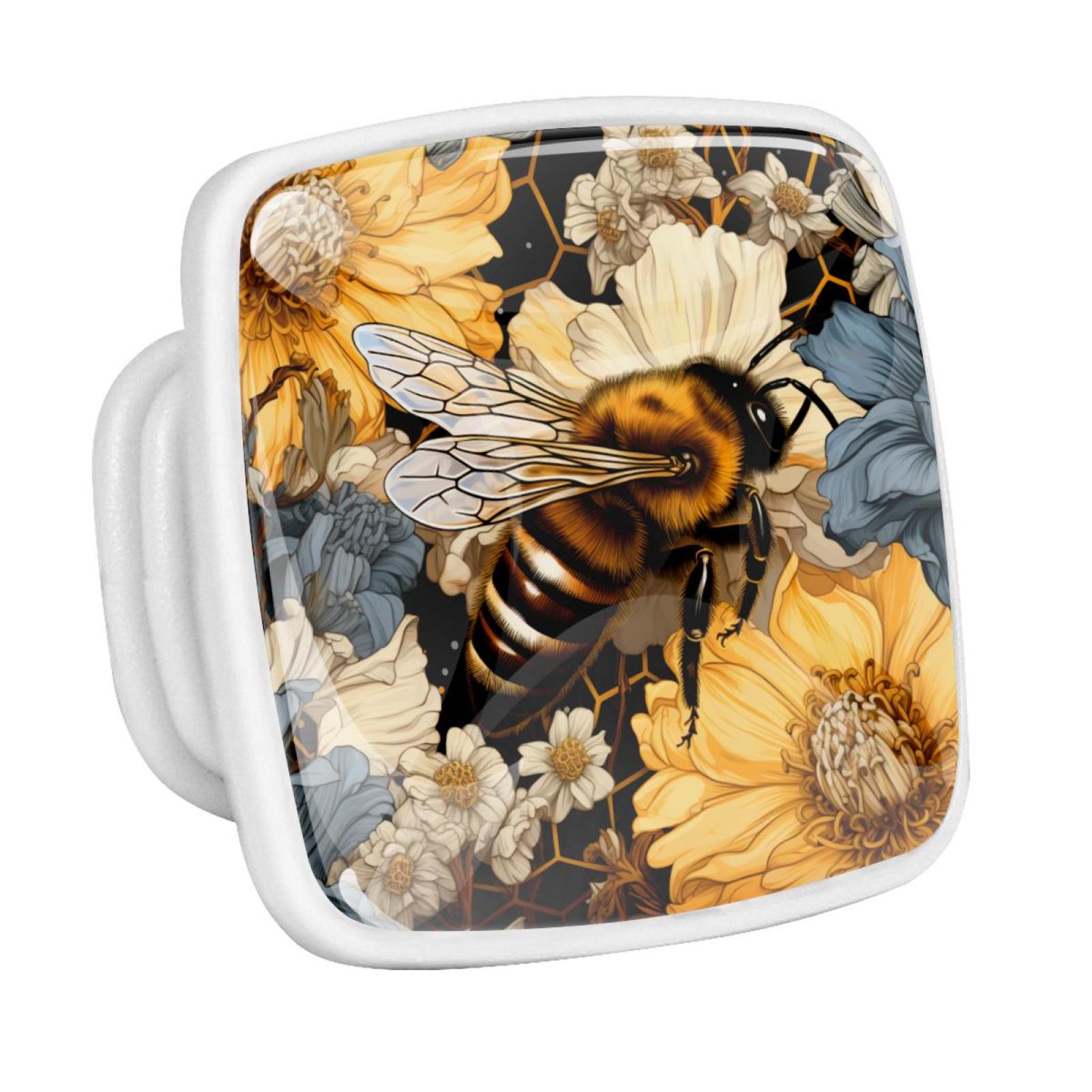 Insect Bees Fluorescent Drawer Pulls with Screws Square 4-Pack Glow ...