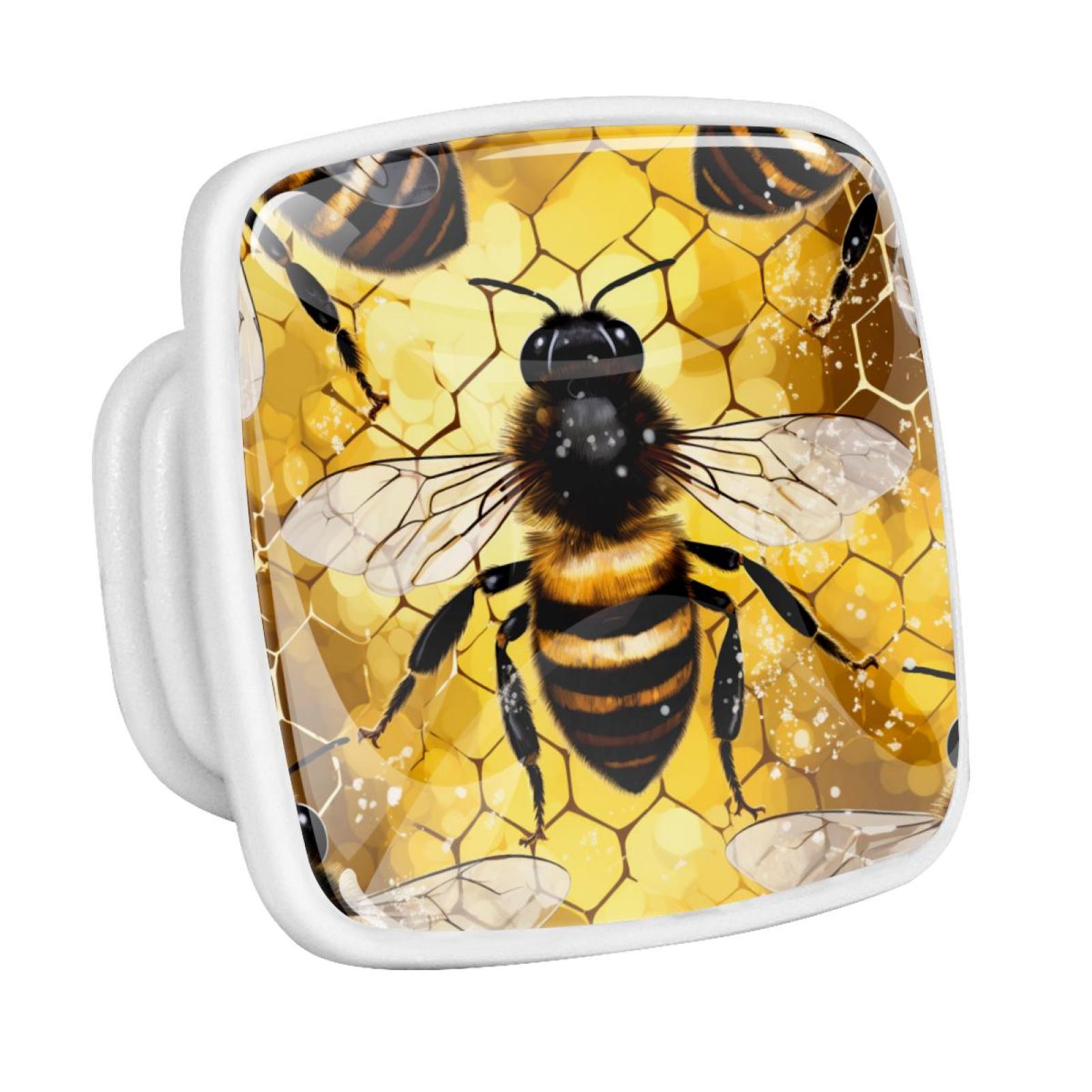 Insect Bees Fluorescent Drawer Pulls with Screws Square 4-Pack Glow ...