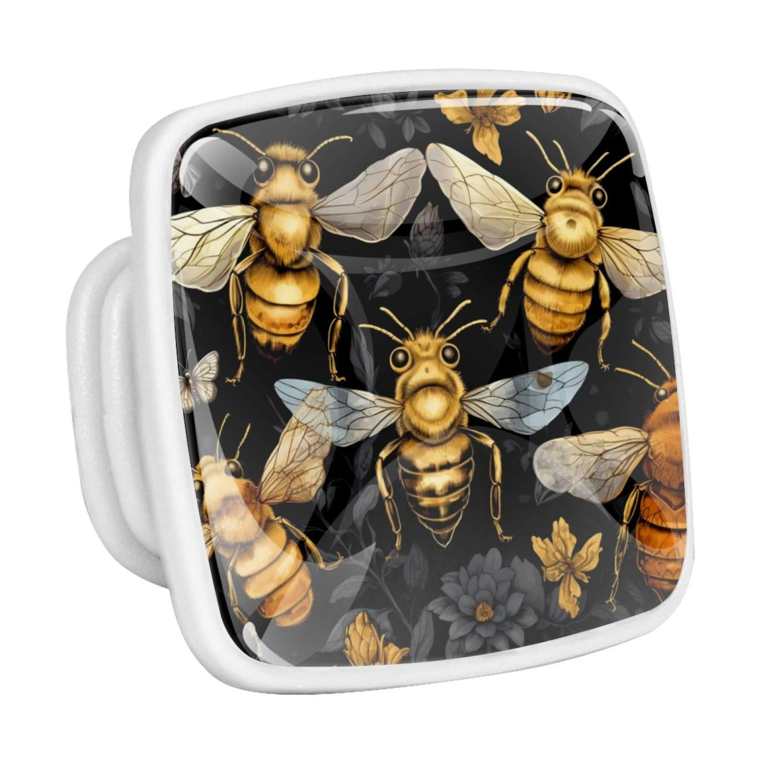 Insect Bees Fluorescent Drawer Pulls with Screws Square 4-Pack Glow ...