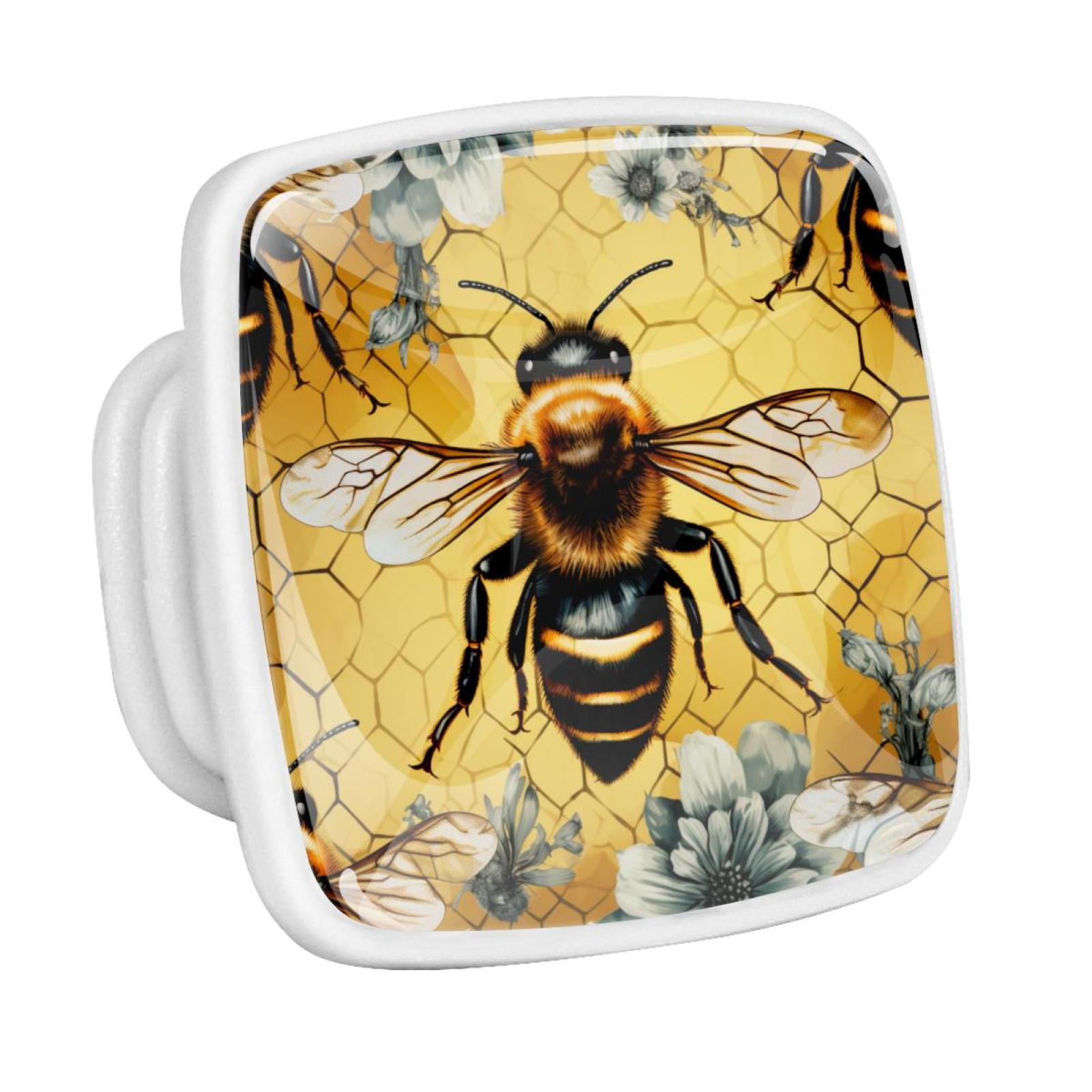 Insect Bees Fluorescent Drawer Pulls with Screws Square 4-Pack Glow ...