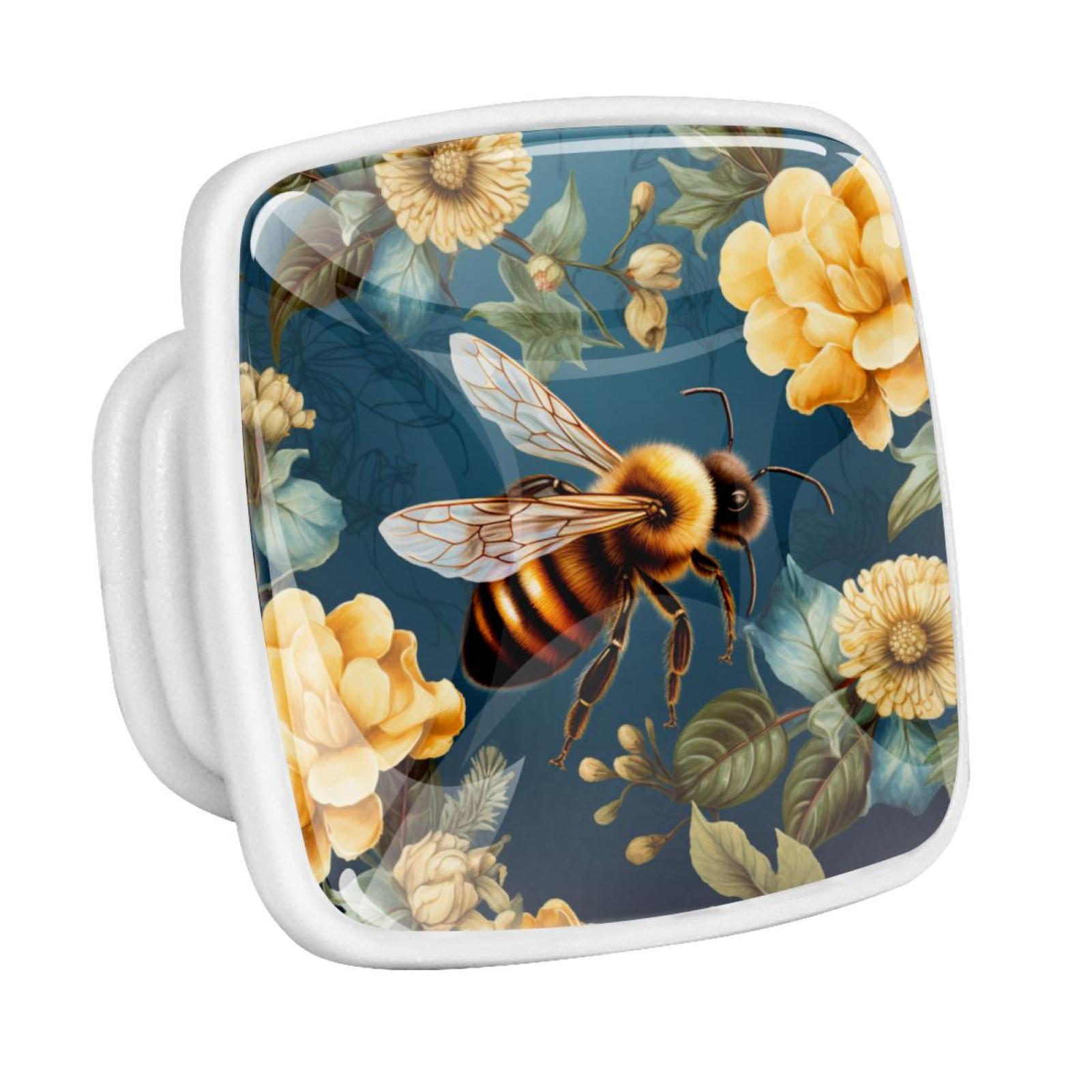 Insect Bees Fluorescent Drawer Pulls with Screws Square 4-Pack Glow ...