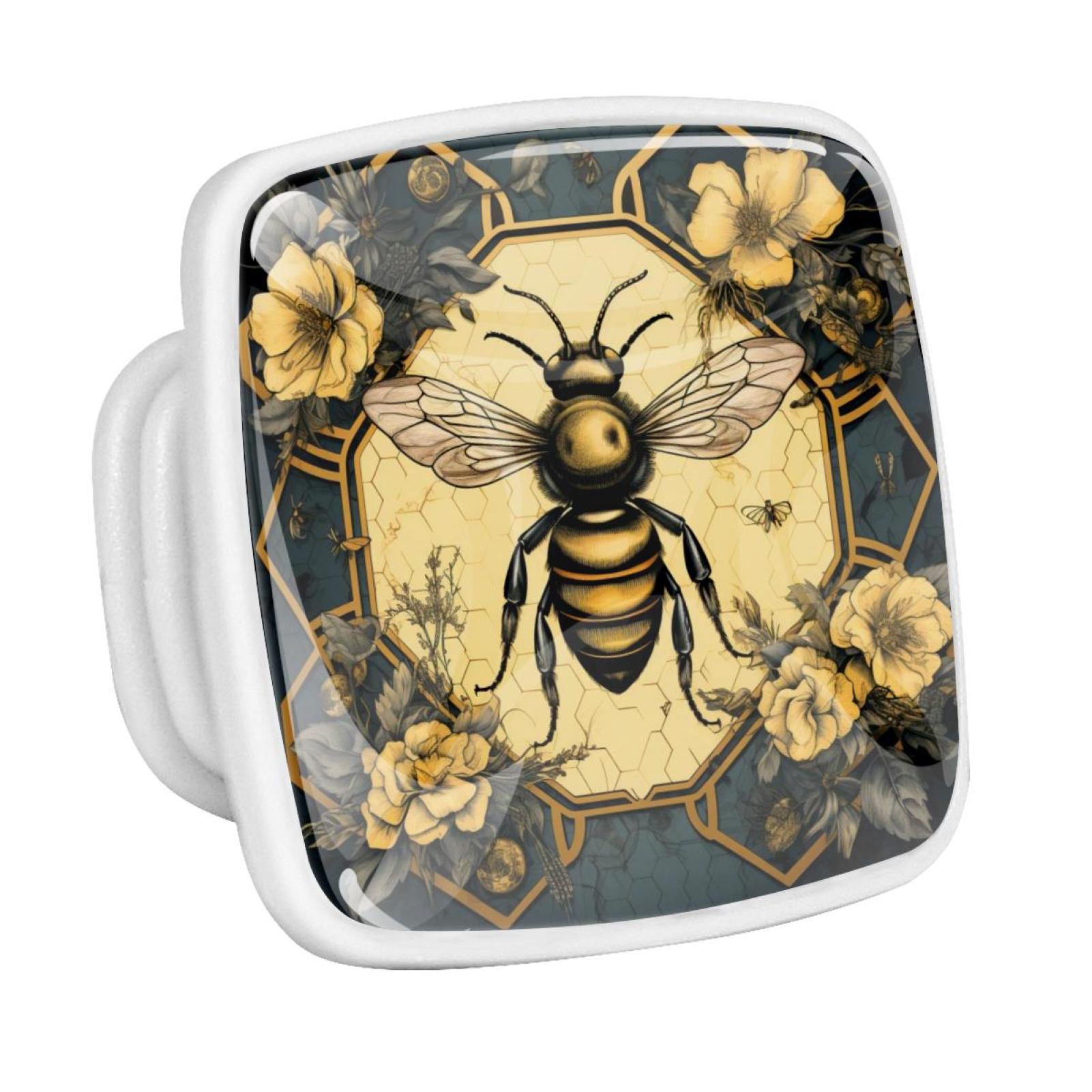 Insect Bees Fluorescent Drawer Pulls with Screws Square 4-Pack Glow ...