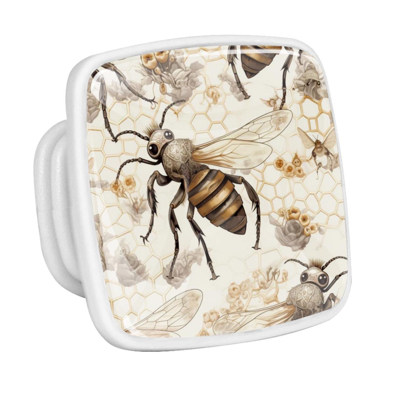 Insect Bees Fluorescent Drawer Pulls with Screws Square 4-Pack Glow ...