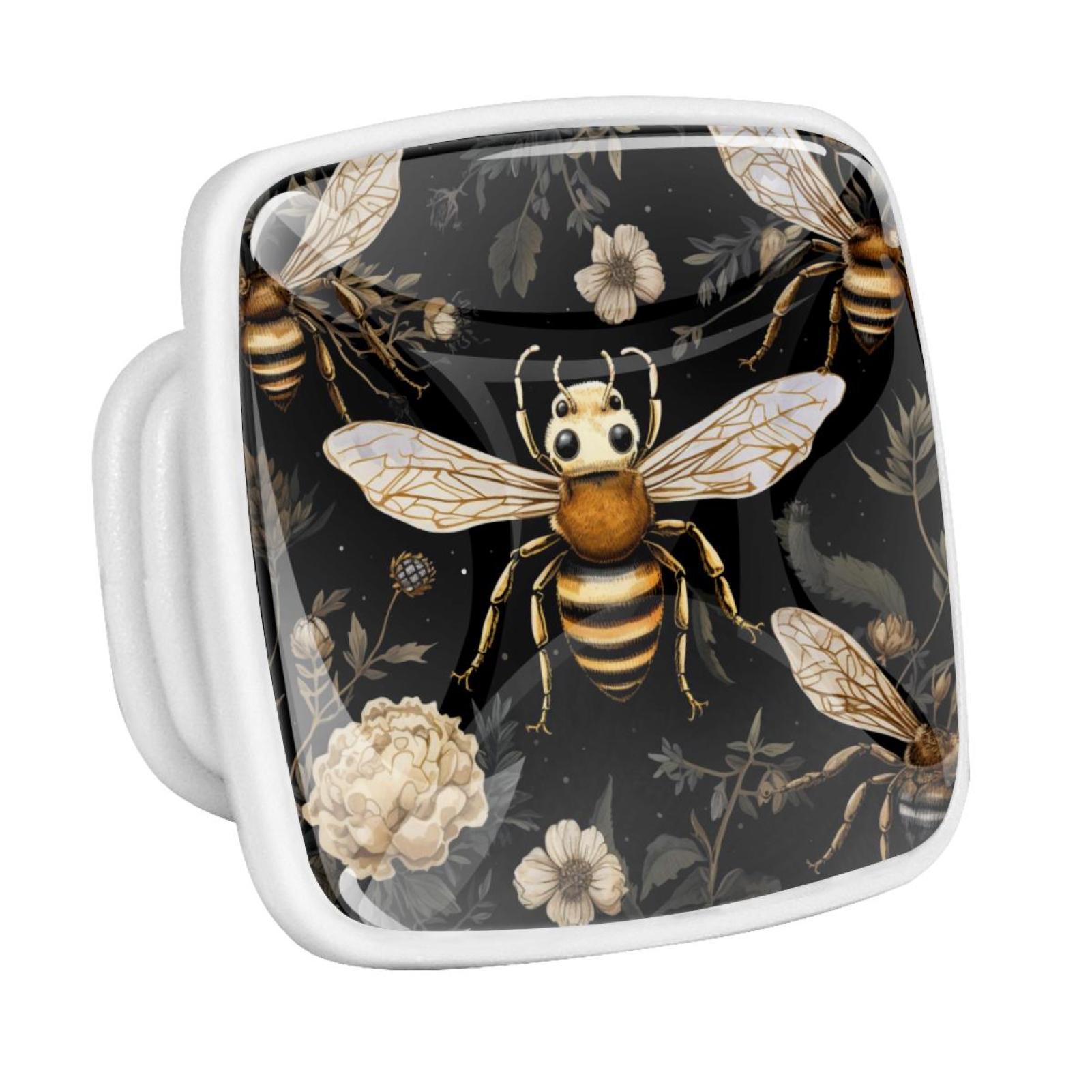 Insect Bees Fluorescent Drawer Pulls with Screws Square 4-Pack Glow ...