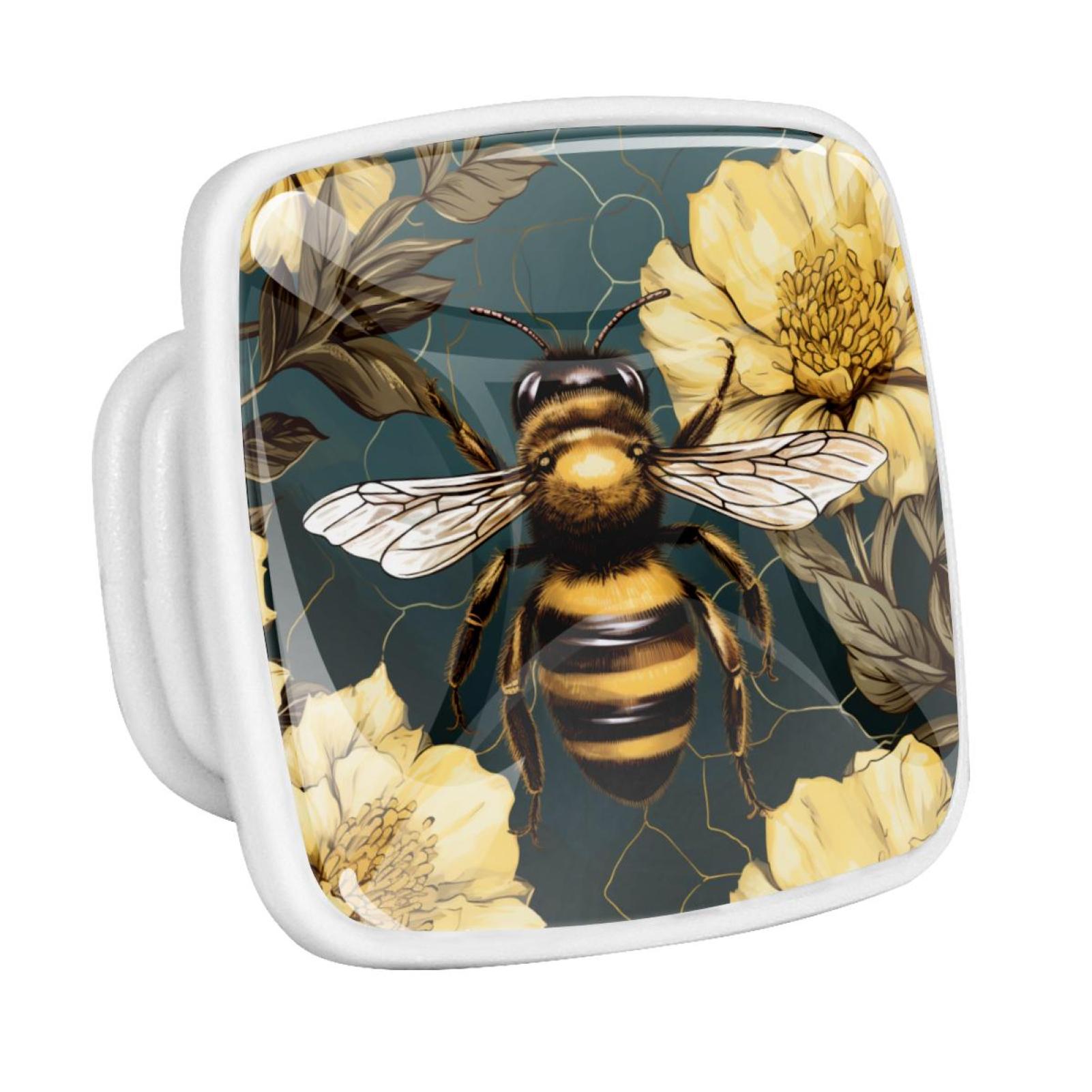 Insect Bees Fluorescent Drawer Pulls with Screws Square 4-Pack Glow ...