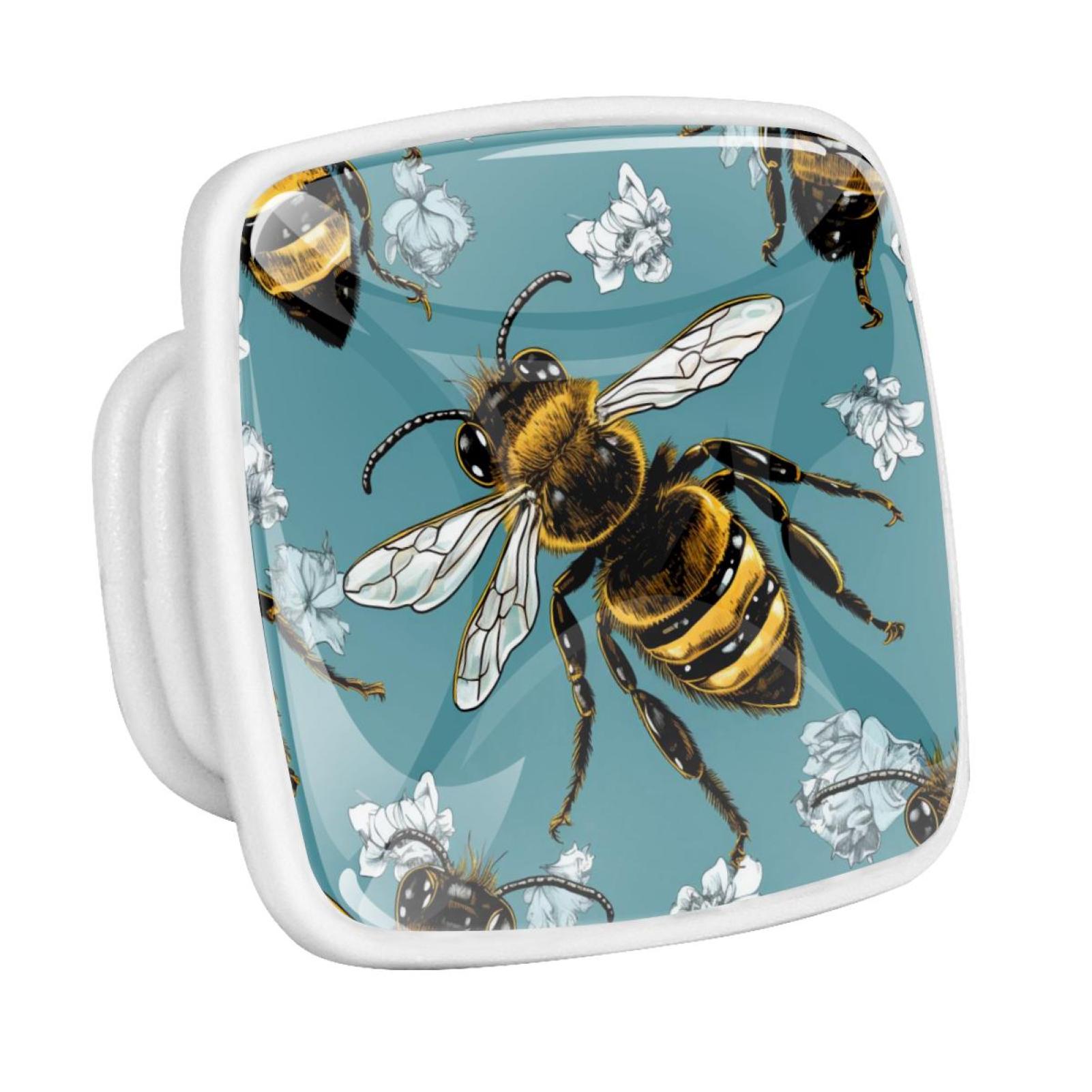 Insect Bees Fluorescent Drawer Pulls with Screws Square 4-Pack Glow ...