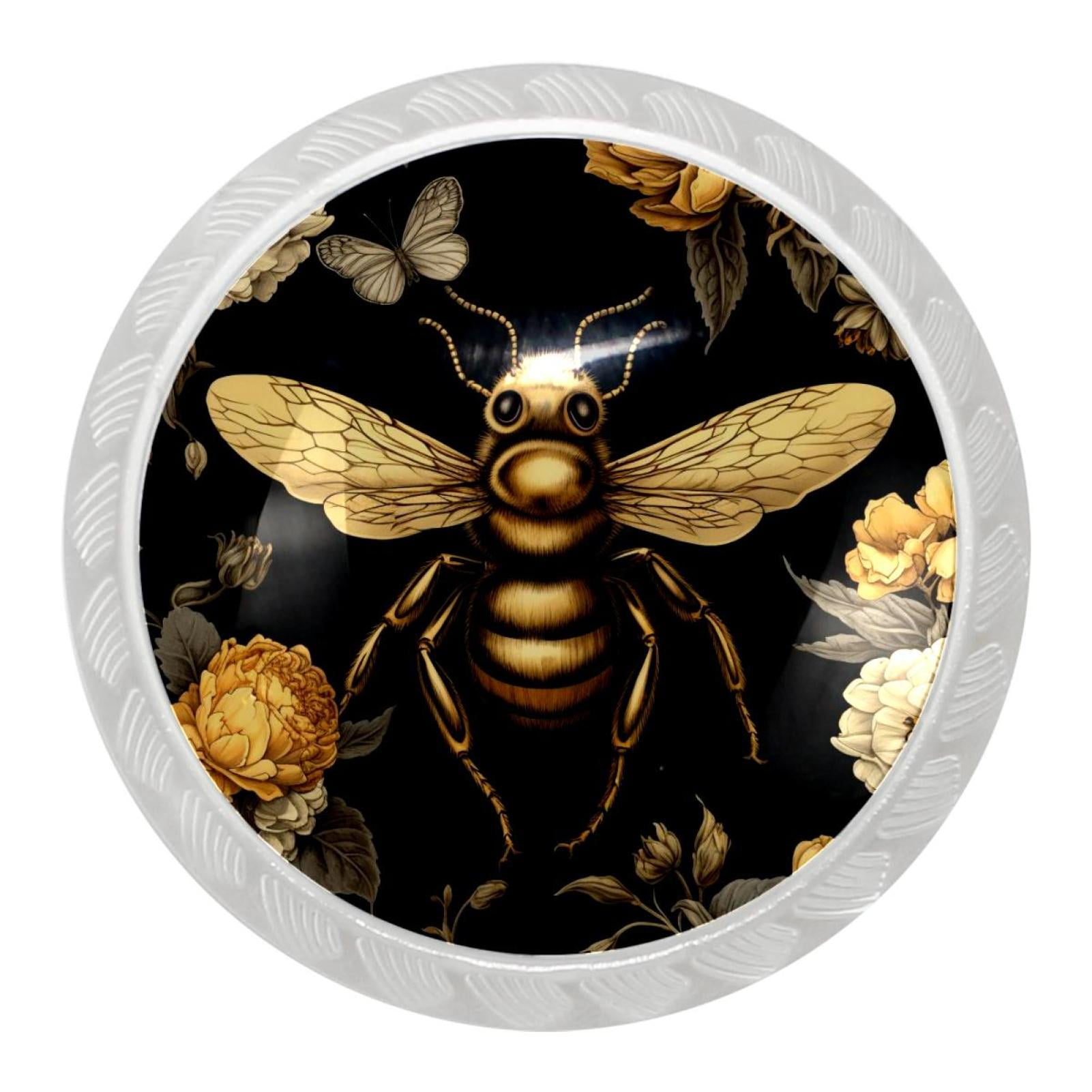 Insect Bees Pattern 4 PCS Cabinet Knob Drawer Knob Cabinet Hardware ...