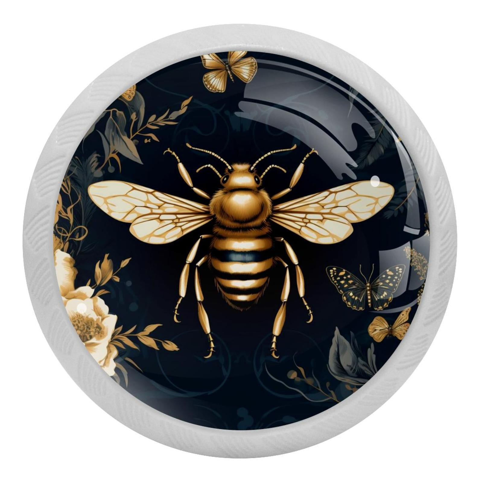 Insect Bees Pattern 4PCS Cabinet Knobs Pulls Fluorescent Drawer Handle ...
