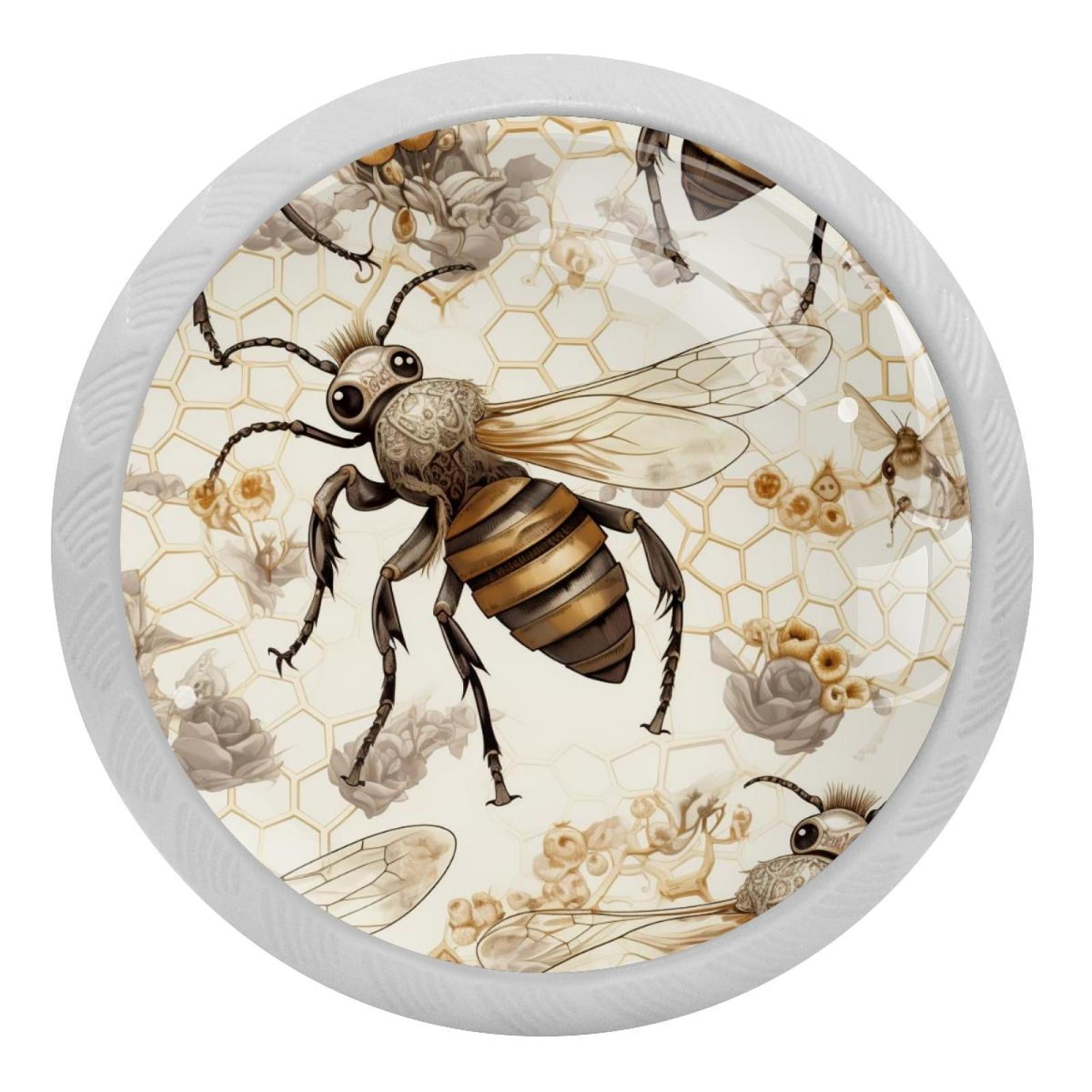 Insect Bees Pattern 4PCS Cabinet Knobs Pulls Fluorescent Drawer Handle ...