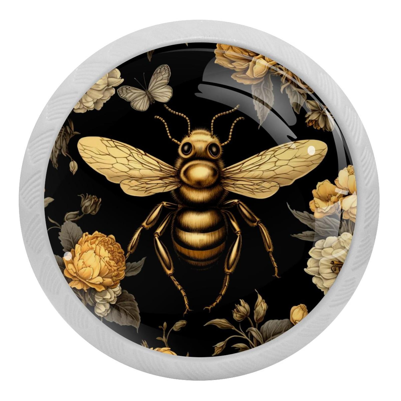 Insect Bees Pattern 4PCS Cabinet Knobs Pulls Fluorescent Drawer Handle ...