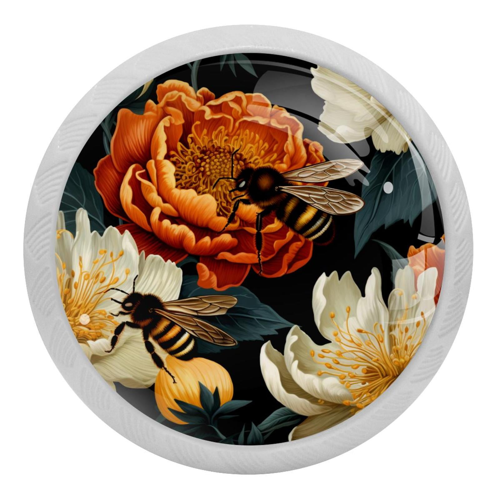 Insect Bees Pattern 4PCS Cabinet Knobs Pulls Fluorescent Drawer Handle ...