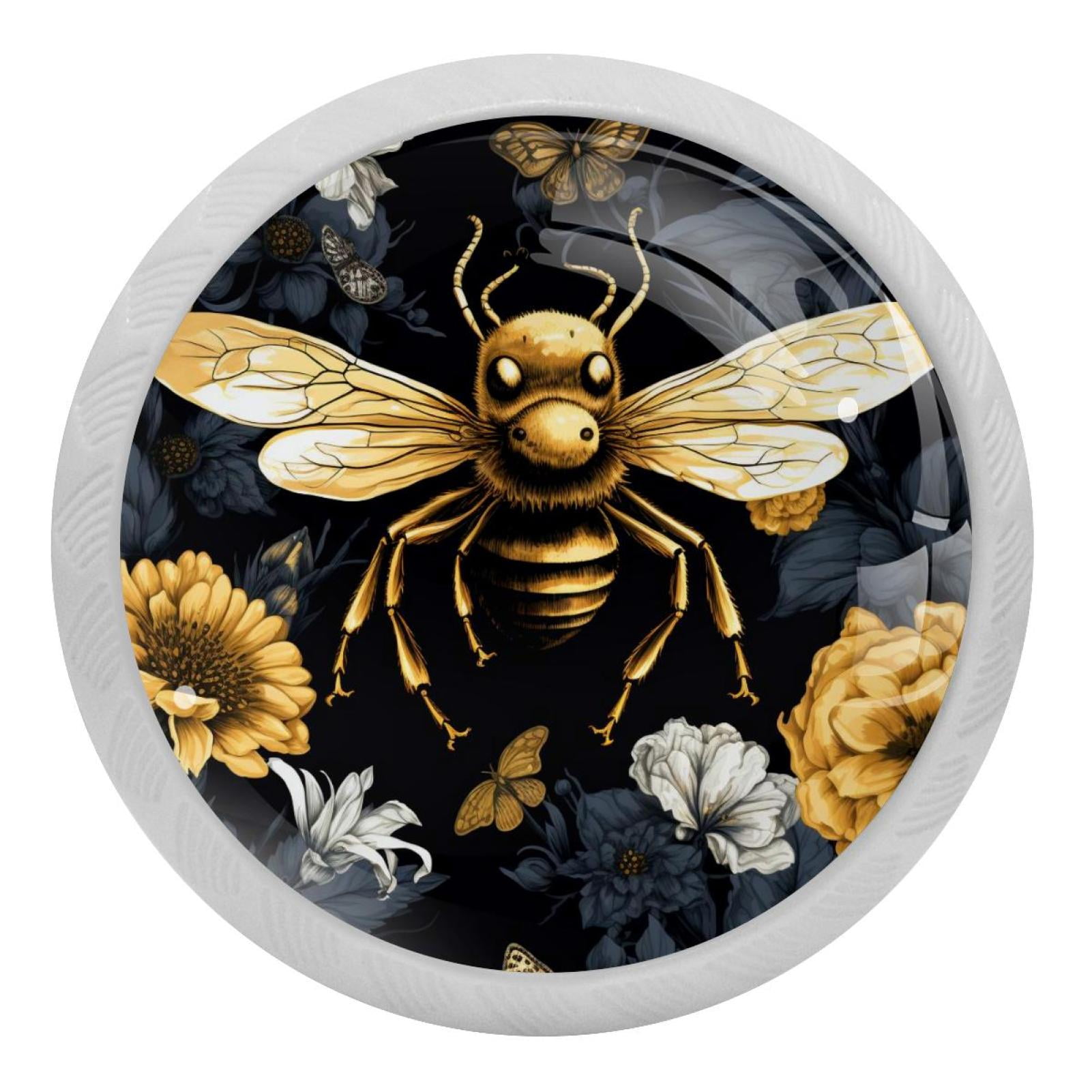 Insect Bees Pattern 4PCS Cabinet Knobs Pulls Fluorescent Drawer Handle ...