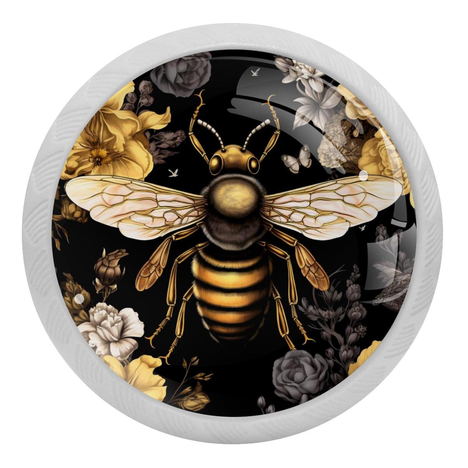 Insect Bees Pattern 4PCS Cabinet Knobs Pulls Fluorescent Drawer Handle ...