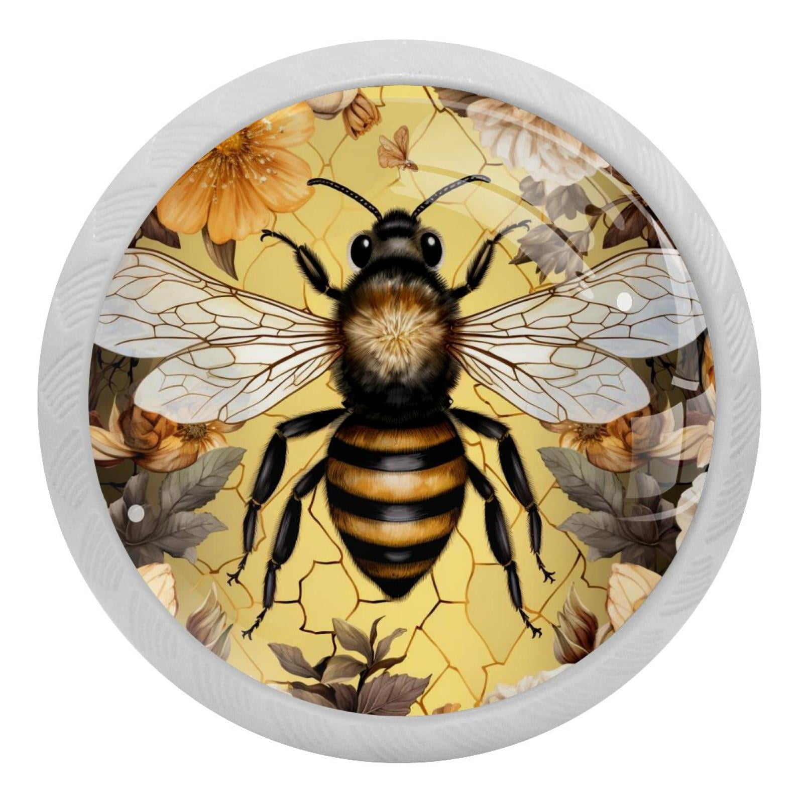 Insect Bees Pattern 4PCS Cabinet Knobs Pulls Fluorescent Drawer Handle ...