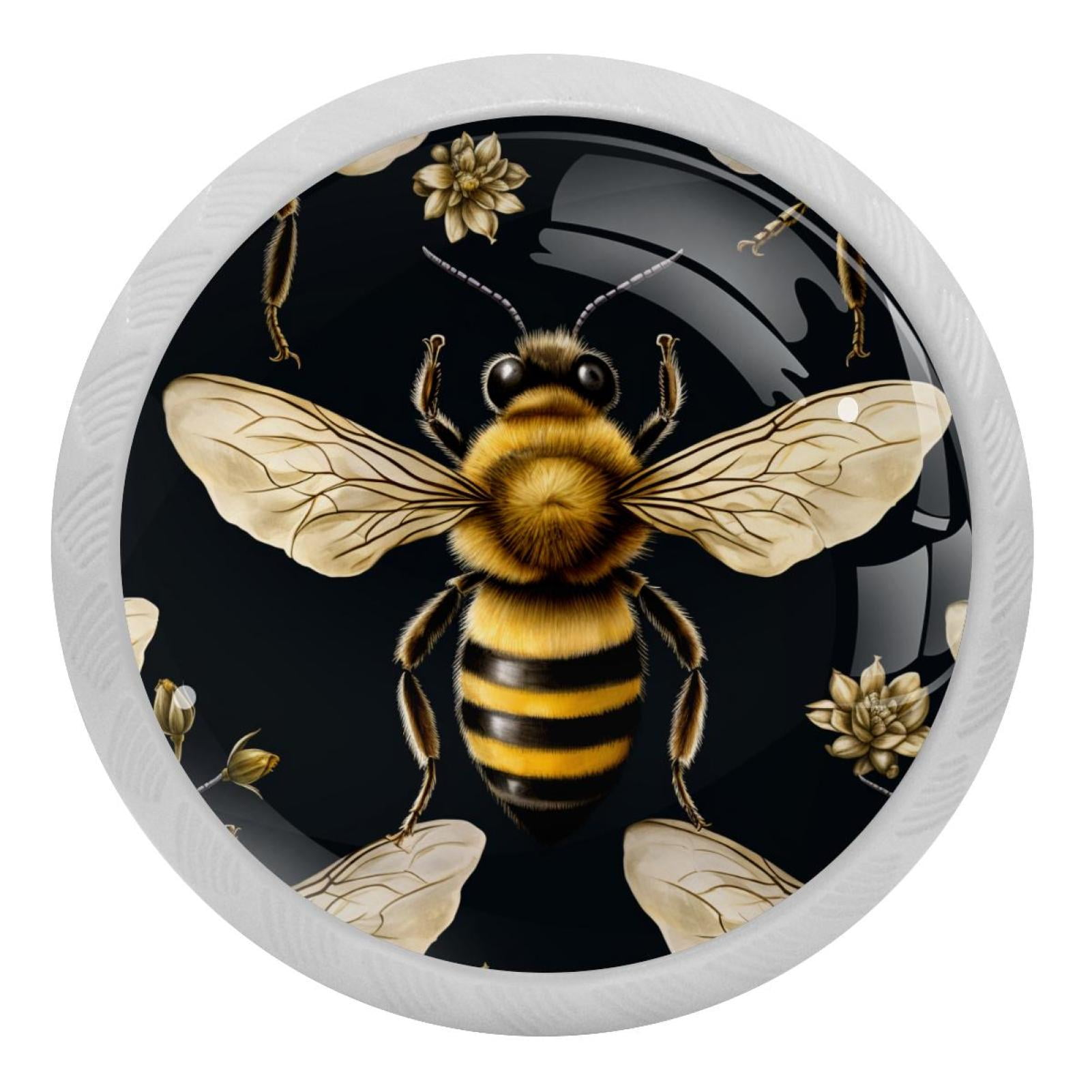 Insect Bees Pattern 4PCS Cabinet Knobs Pulls Fluorescent Drawer Handle ...