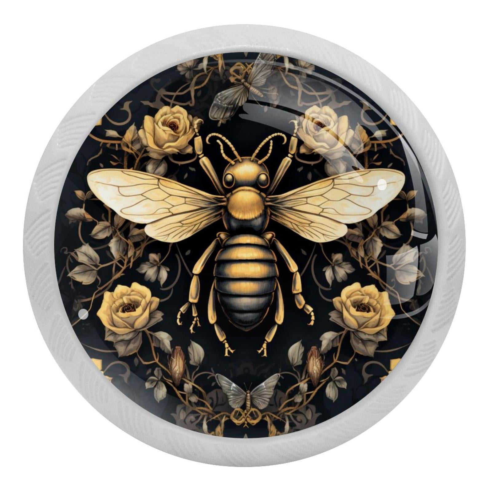 Insect Bees Pattern 4PCS Cabinet Knobs Pulls Fluorescent Drawer Handle ...