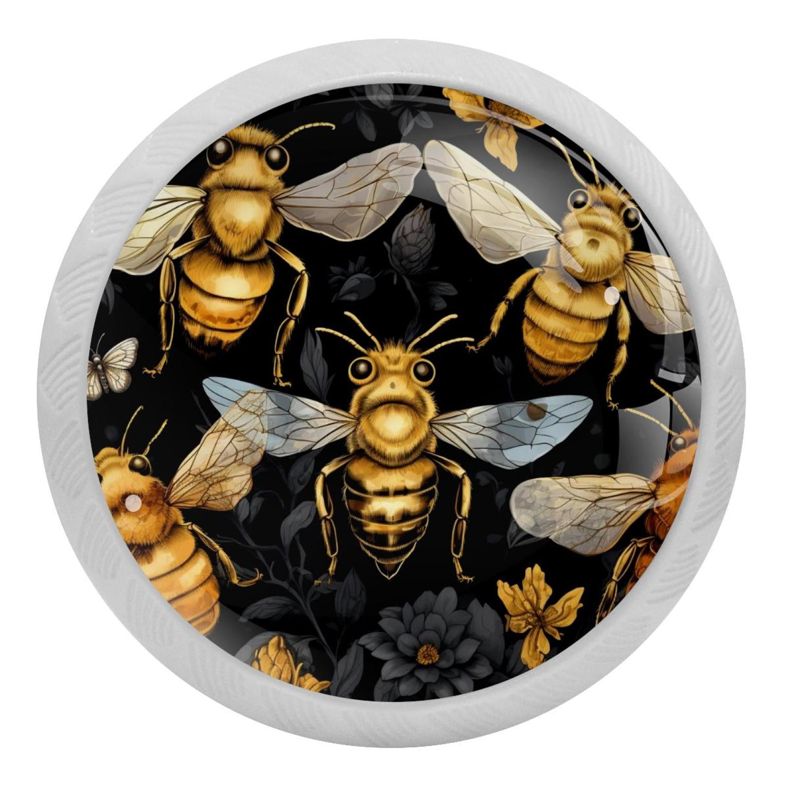 Insect Bees Pattern 4PCS Cabinet Knobs Pulls Fluorescent Drawer Handle ...