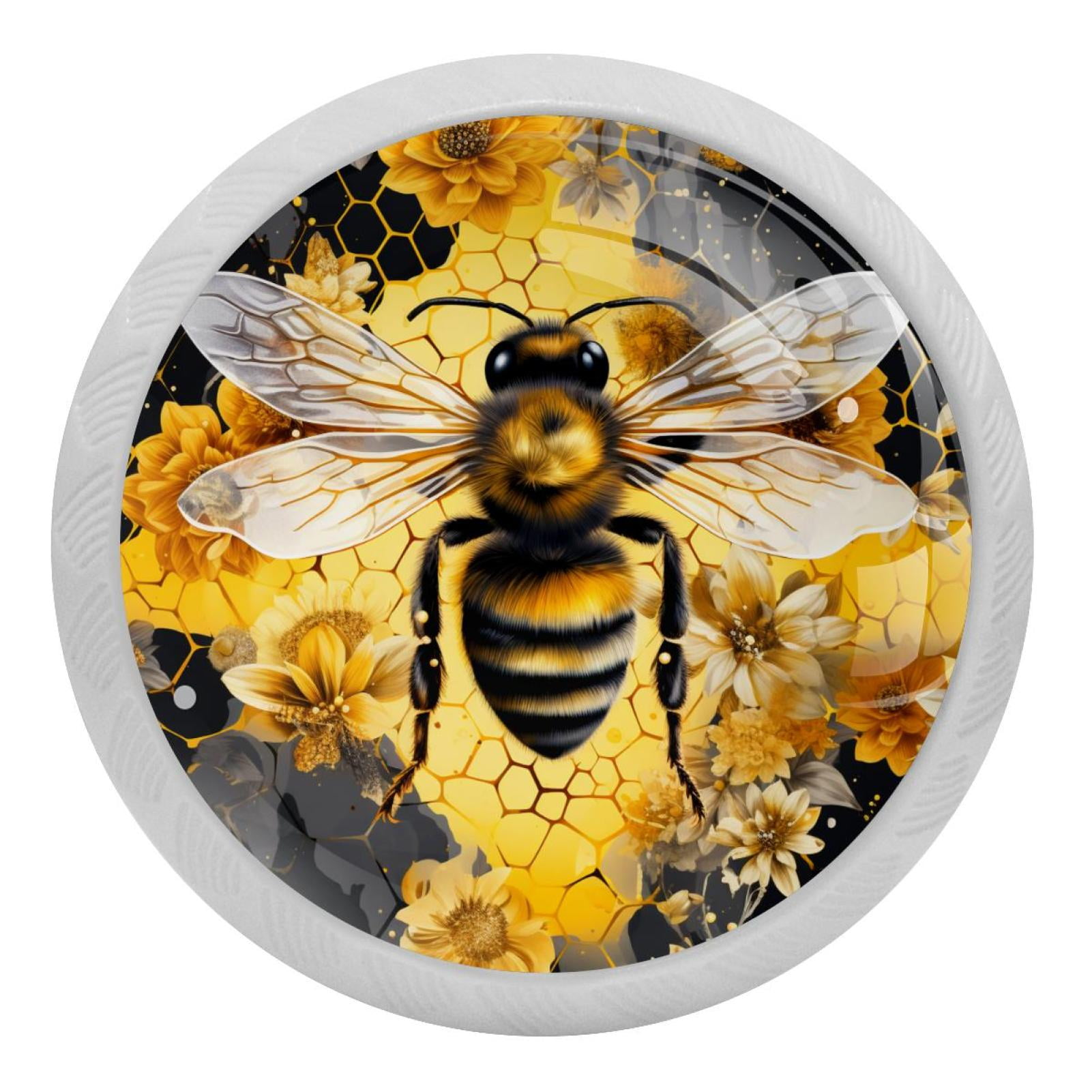 Insect Bees Pattern 4PCS Cabinet Knobs Pulls Fluorescent Drawer Handle ...